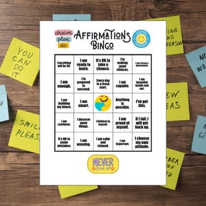 Positive Affirmations Bingo Game, 25 Bingo Cards Plus a Poster and 30 ...