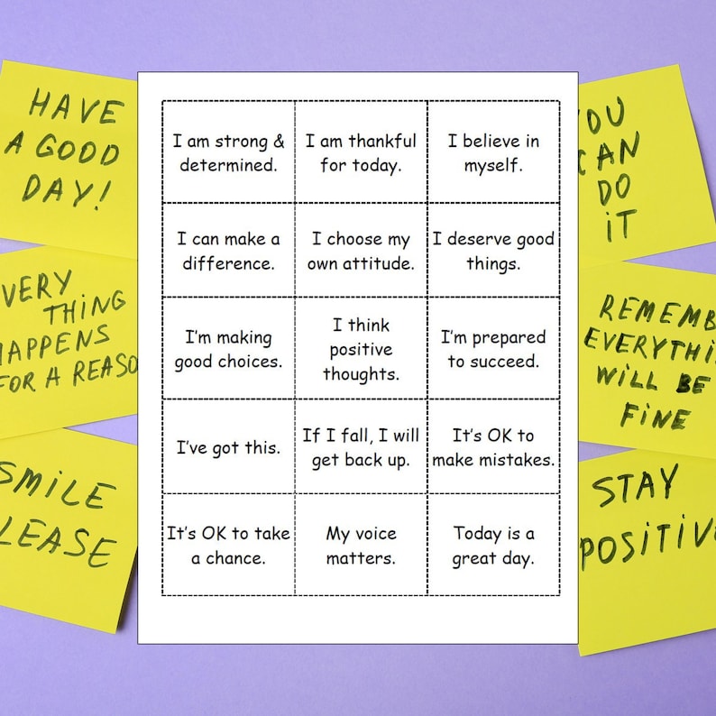 Positive Affirmations Bingo Game, 25 Cards, Poster (PDF Download) - Etsy