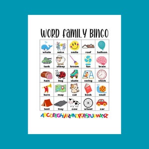 Word Family Classroom Bingo Digital Download & Printable - Etsy
