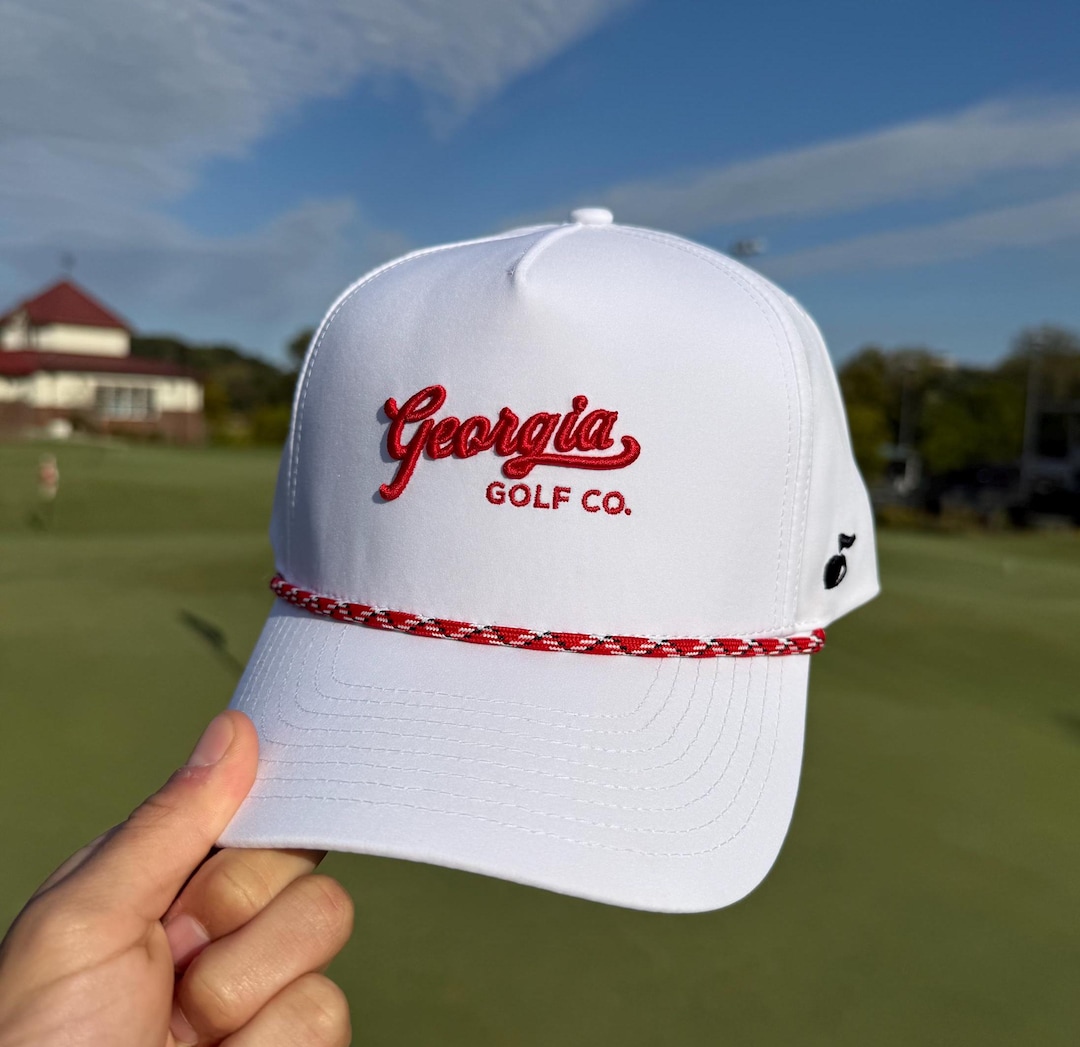 Georgia Rope Golf Hat - Athens Red White | Embroidered State Outline ...