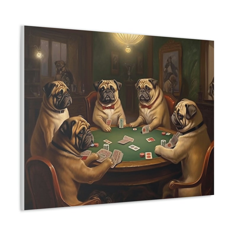 Pug Poker Night - Portrait on Canvas - A Perfect Gift for Pug Lovers - Etsy