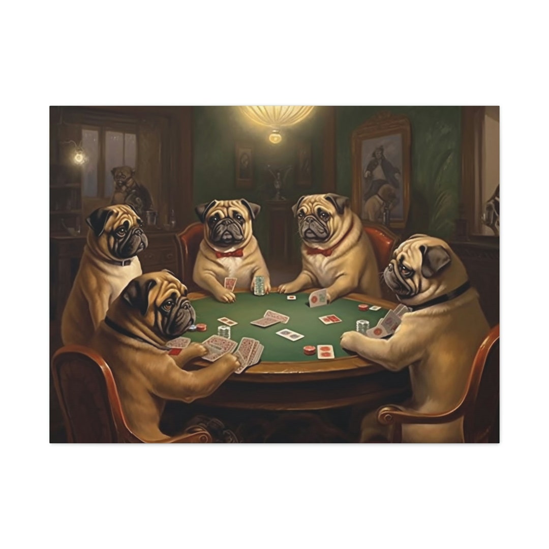 Pug Poker Night - Portrait on Canvas - A Perfect Gift for Pug Lovers - Etsy