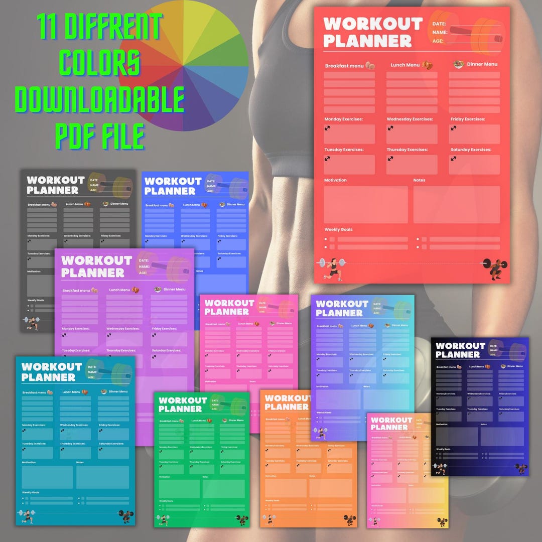 Printable Workout & Meal Planner | Gym Routine Tracker for Women and ...