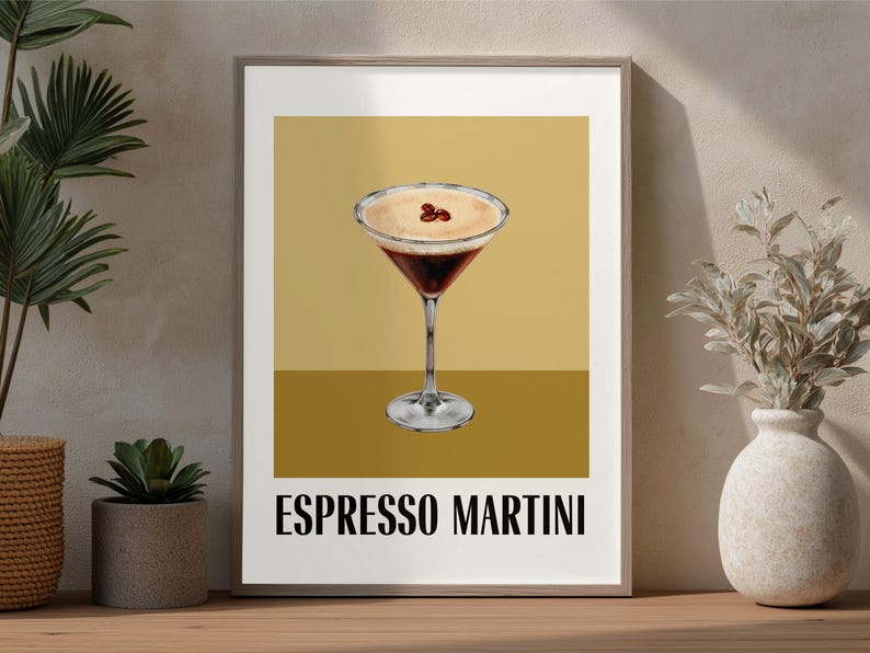 Espresso Martini Wall Art Print - Minimal Kitchen or Bar Decor - Etsy