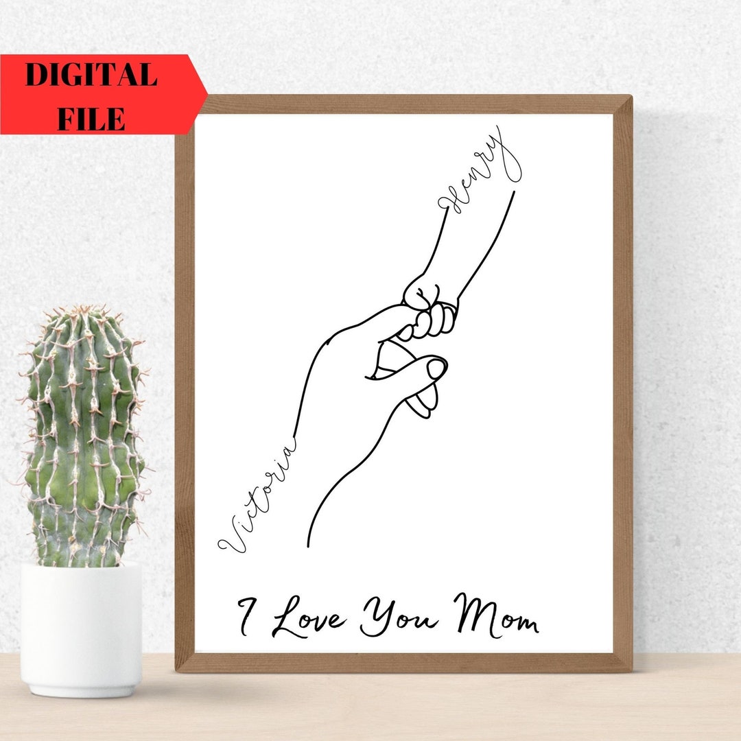 Personalized Mom Line Art Personalized Mom Gift Mom and Baby - Etsy