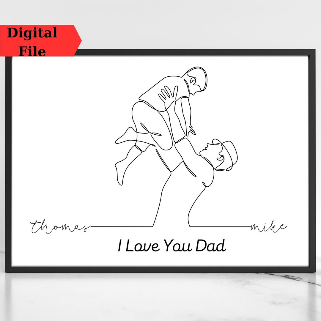 Personalized Father's Day Line Art Father and Son Line - Etsy