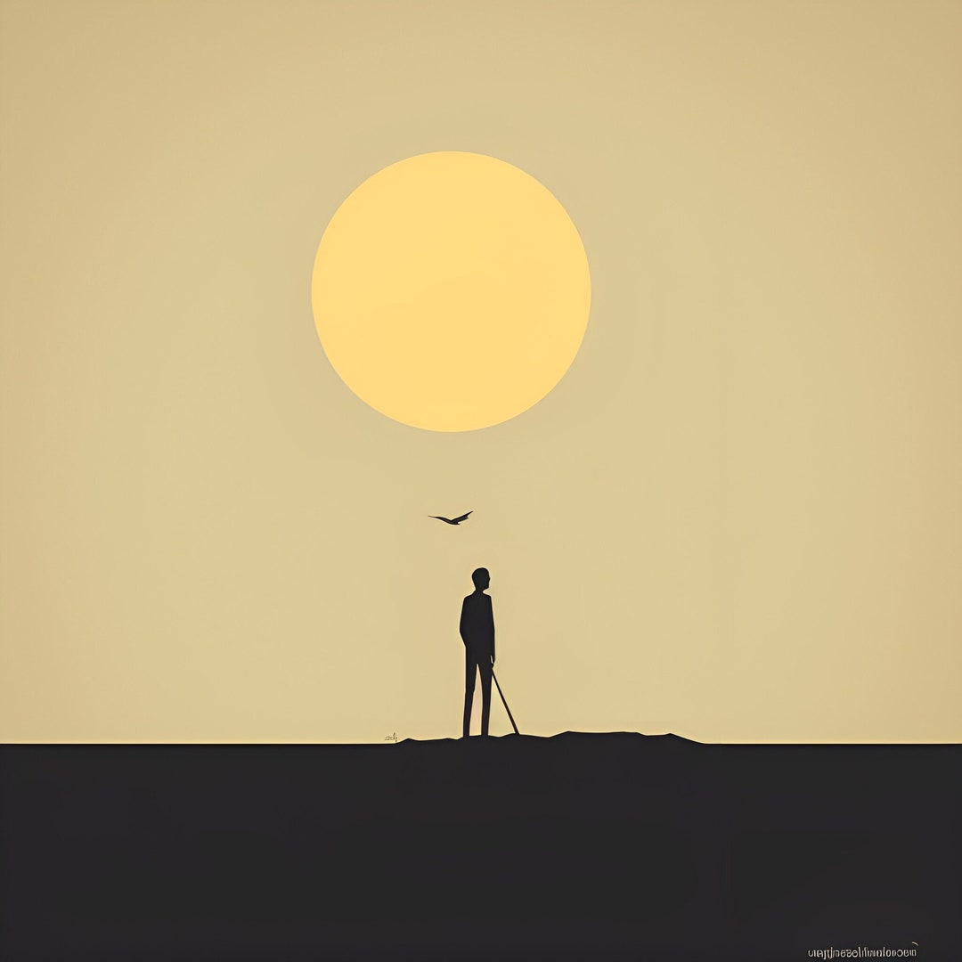 Minimalist Digital Art : Shadow of a Man - Etsy