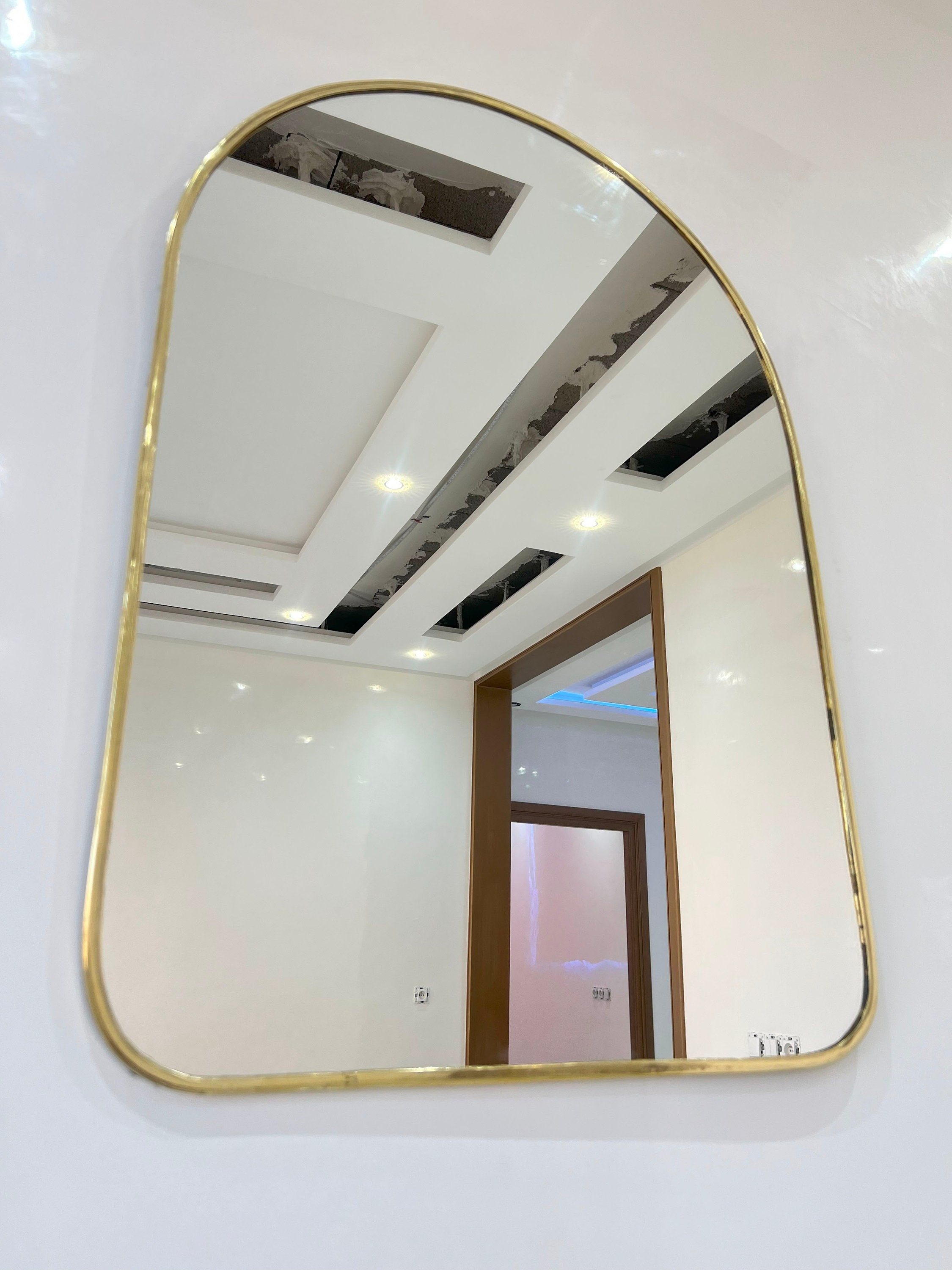 Arch Mirror, Antique Brass Mirror, Customized Mirror, Golden Bathroom ...