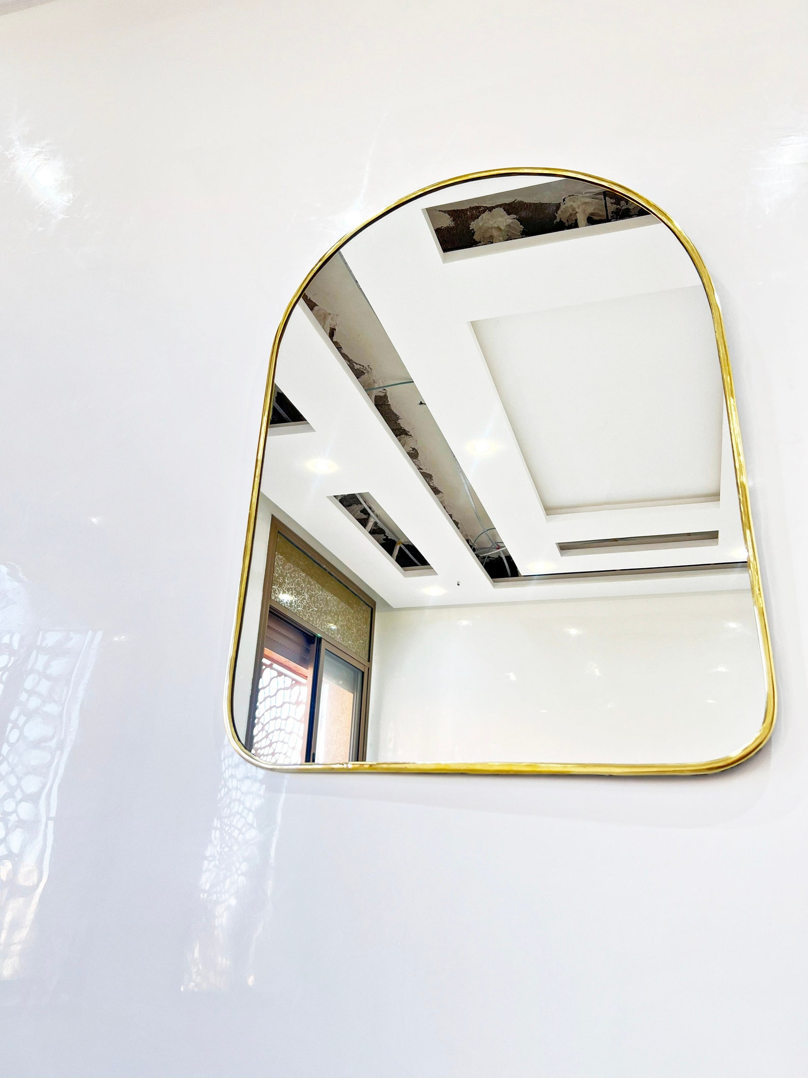 Arch Mirror, Antique Brass Mirror, Customized Mirror, Golden Bathroom ...