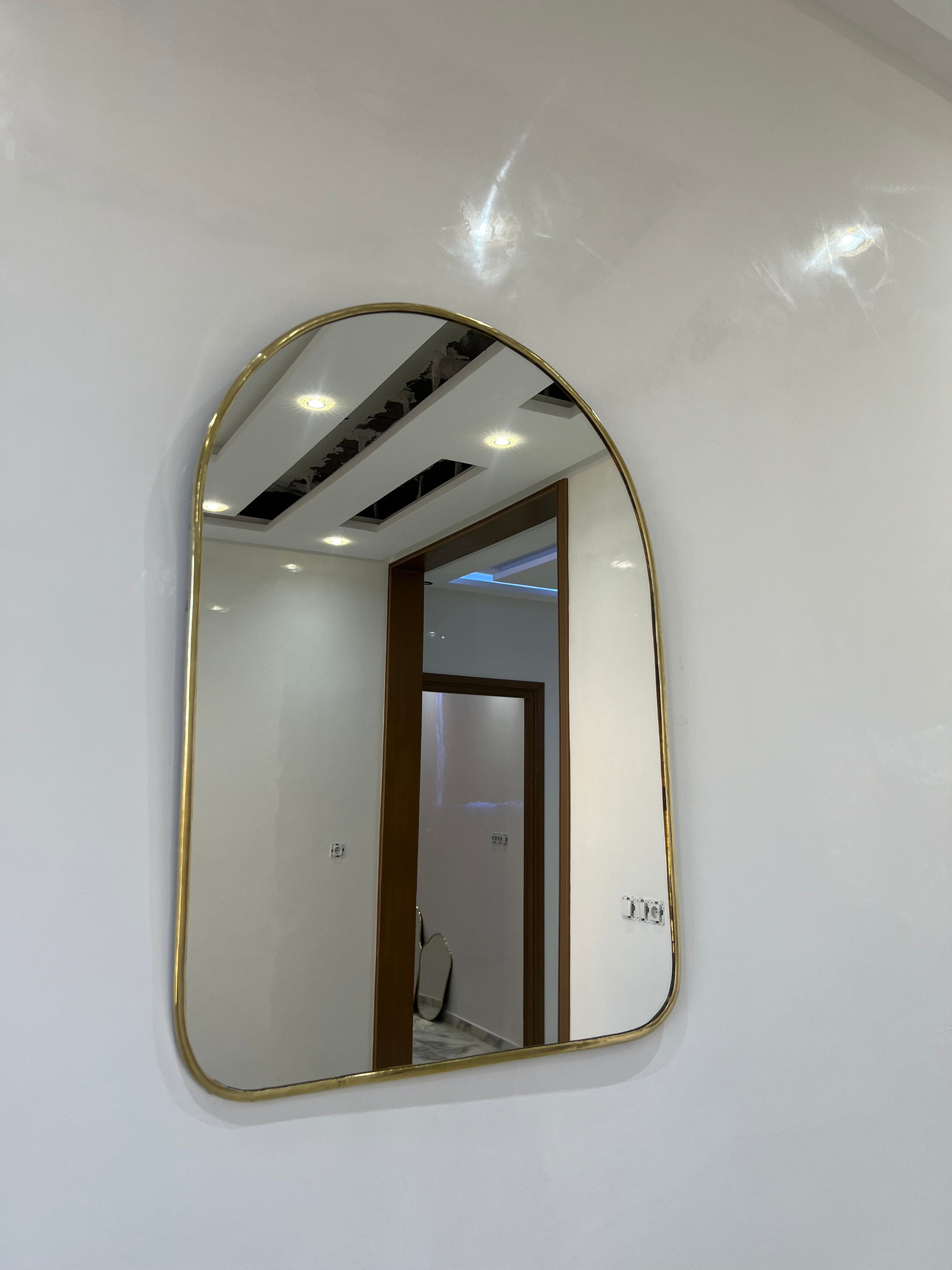 Arch Mirror, Antique Brass Mirror, Customized Mirror, Golden Bathroom ...