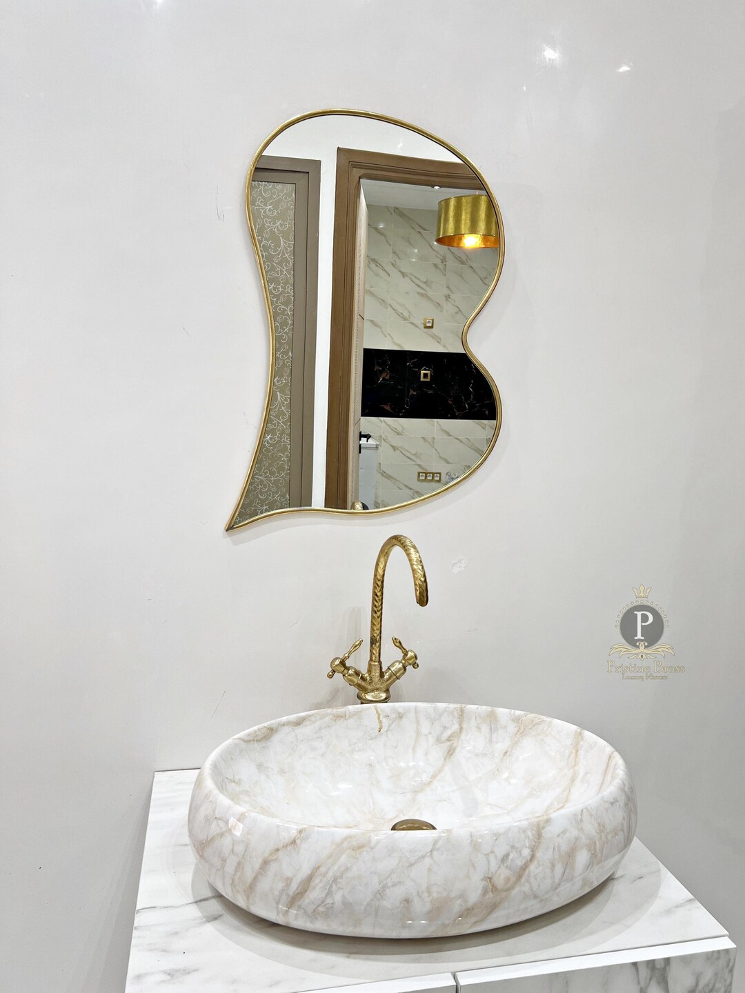 Brass Mirror Letter B, Elegant Irregular Mirror Home Decor Bathroom ...