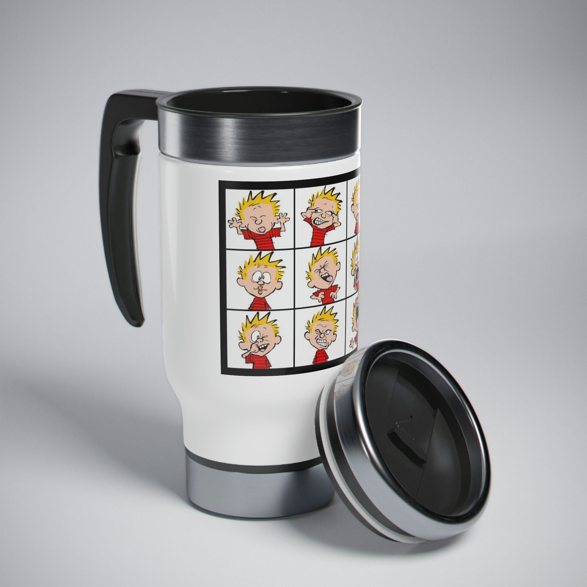 Calvin and Hobbes Stainless Steel Travel Mug With Handle, 14oz - Etsy