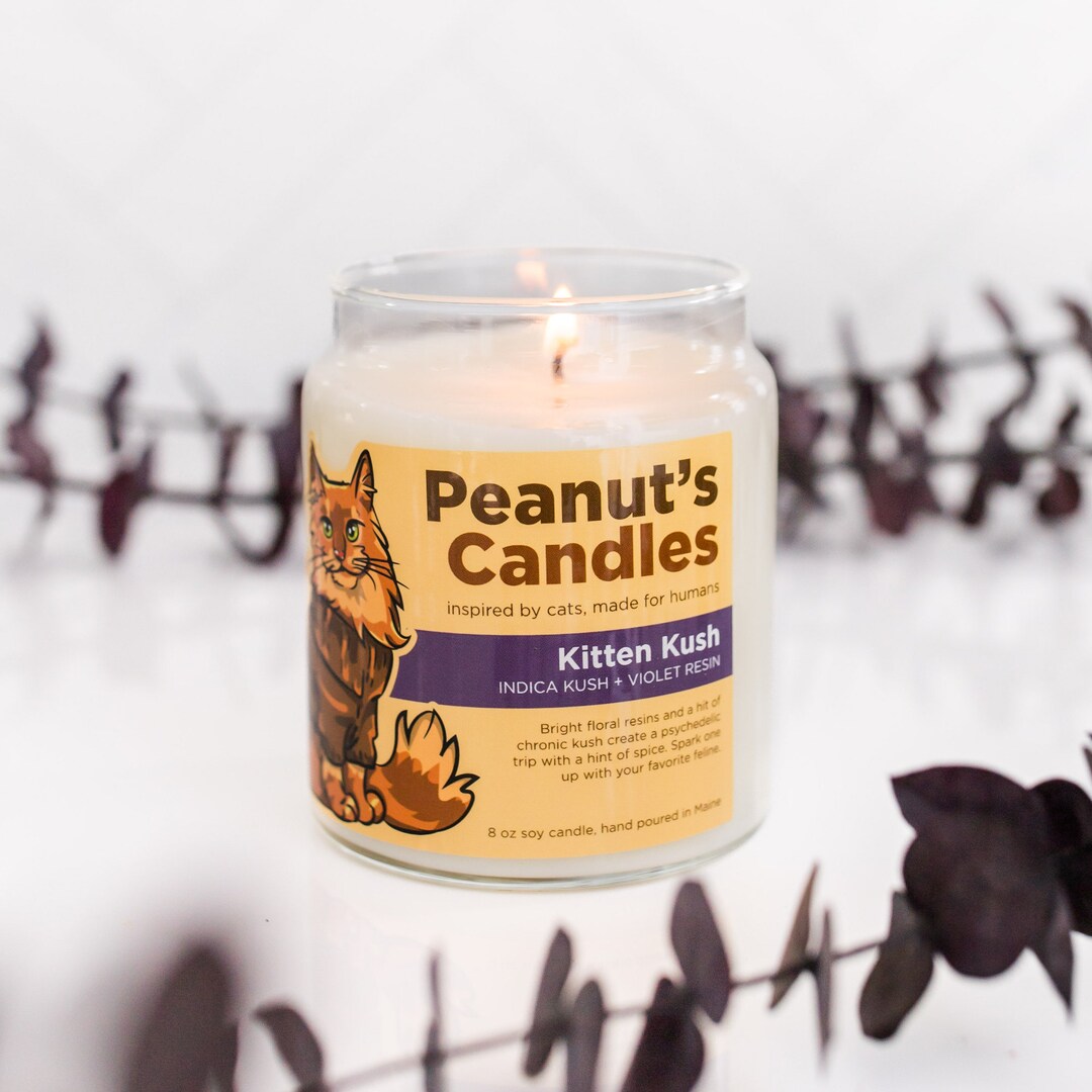 Kitten Kush, 8 Oz Indica Kush Violet Resin Candle, Soy Candle, Hand ...