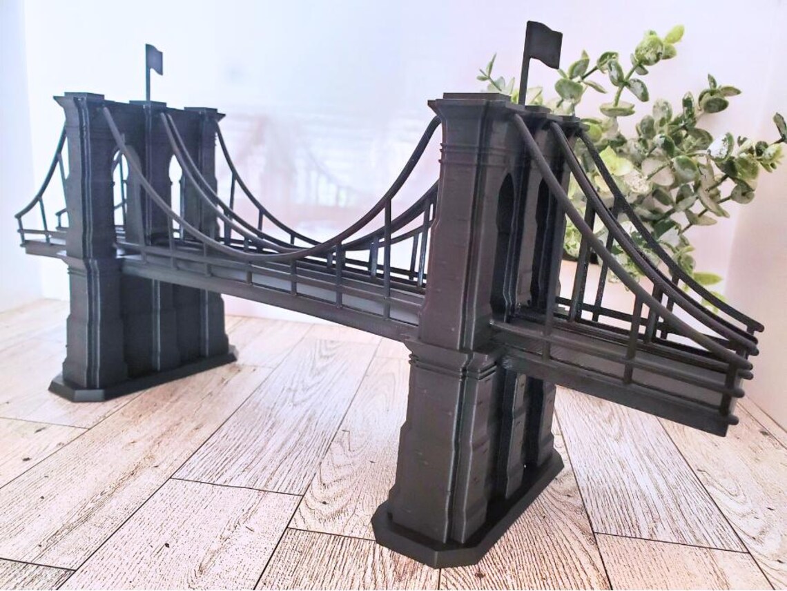 3D Printed Brooklyn Bridge Model in Matte Black, New York Decor ...