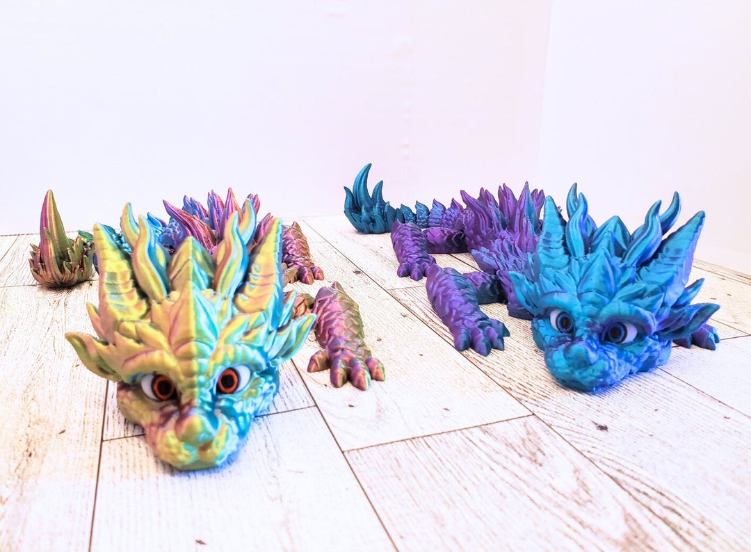 Articulated Cute Baby Dragon, Crystal Dragon, Gem Dragon, Sensory Toy ...