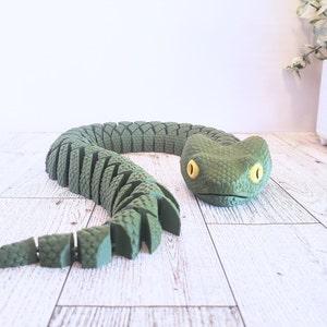 Articulated Army Green Bush Viper Snake Toy: Fidget Desk Pet - Etsy