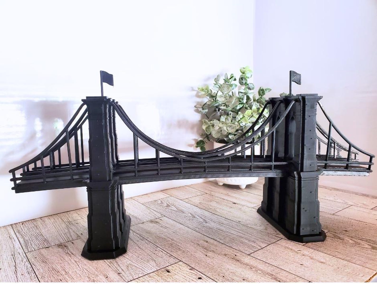 3D Printed Brooklyn Bridge Model in Matte Black, New York Decor ...