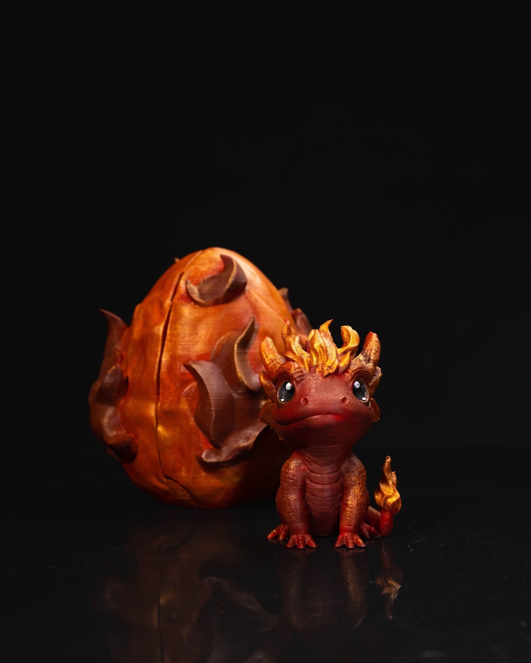 Articulated Cute Fire Baby Dragon & Egg, Dragon Toy, Fidget Toy, 3D ...