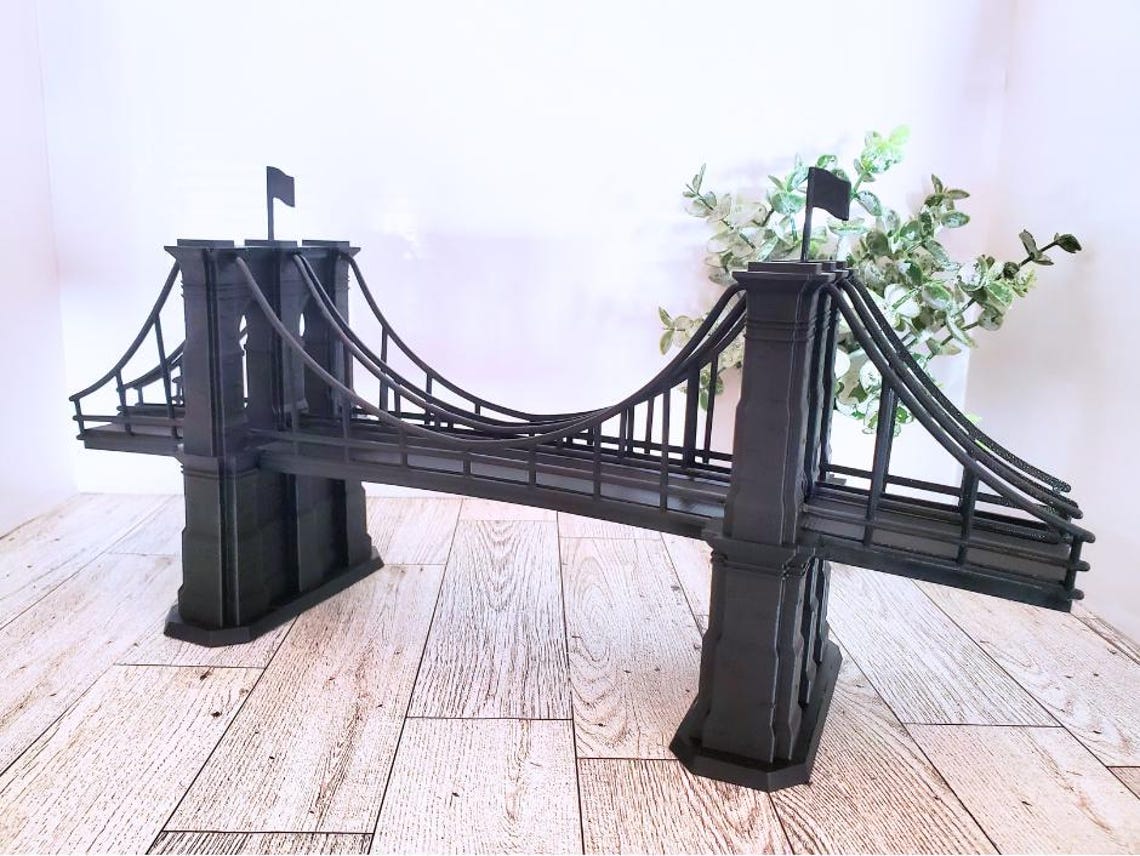 3D Printed Brooklyn Bridge Model in Matte Black, New York Decor ...