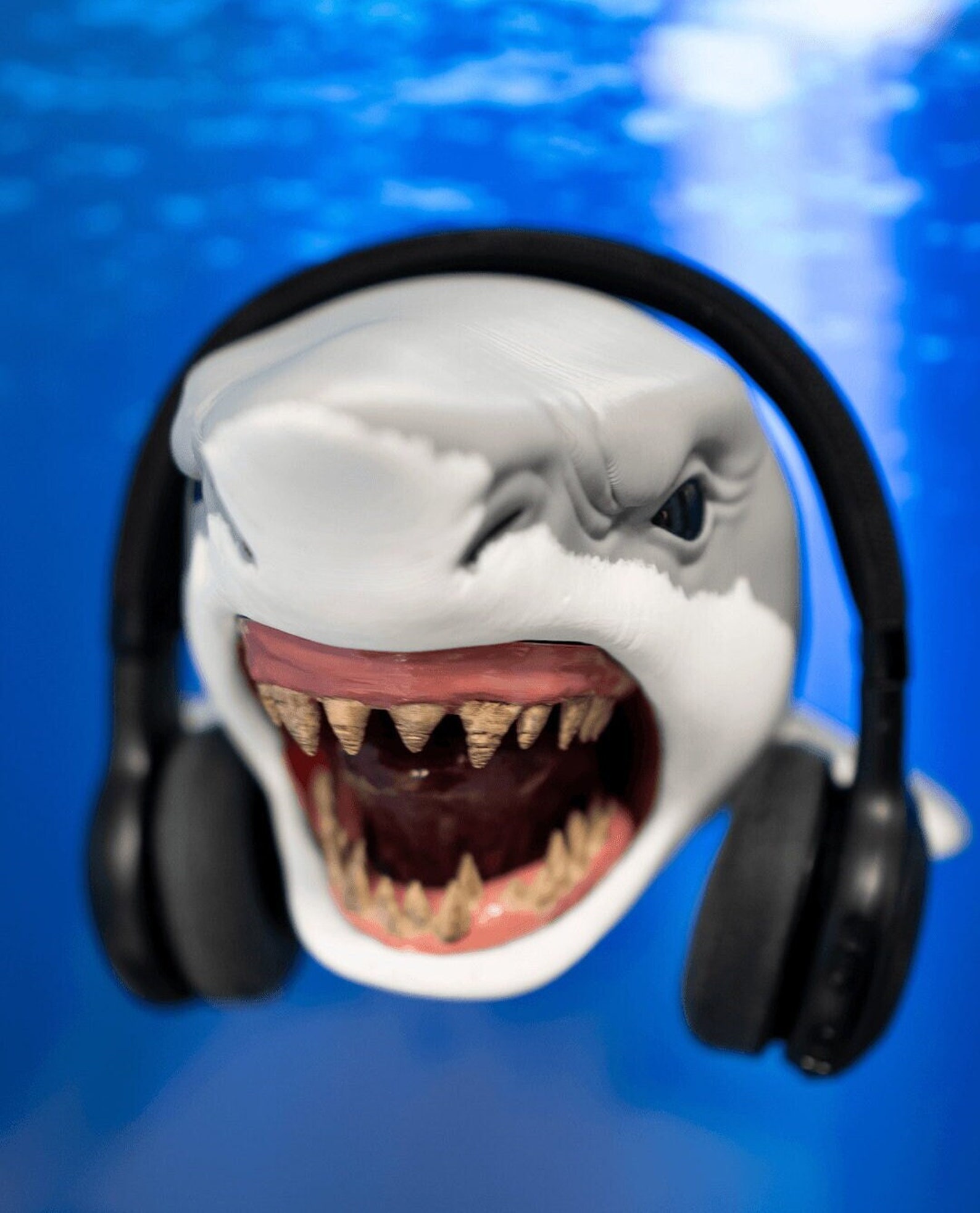 Detailed Great White Shark Headphone Holder, Headphone Stand, Gaming ...