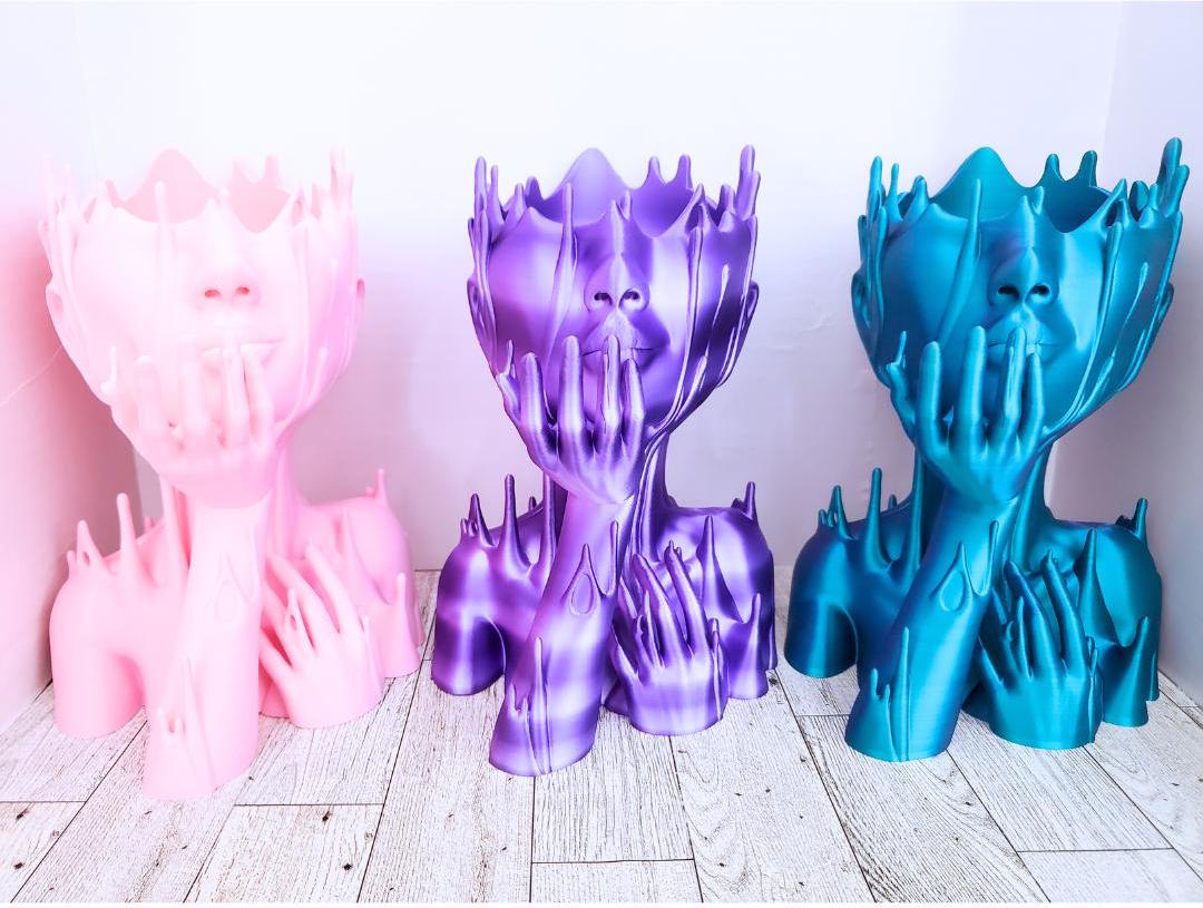 Beautiful Woman With Melting Face Planter/pot/vase, Eclectic Modern ...