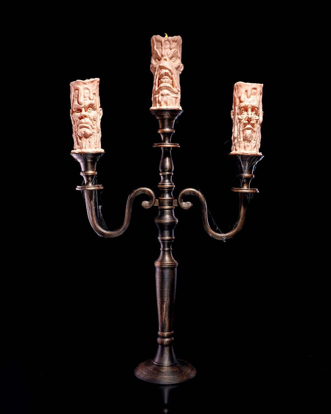 Creepy Halloween Candelabra: Gothic Candle Décor With Light Insert - Etsy