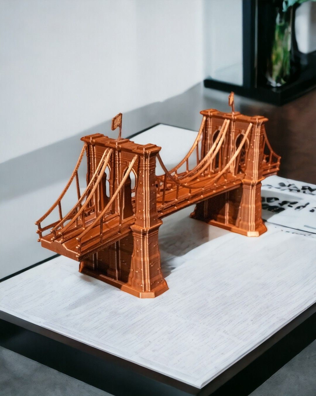3D Printed Brooklyn Bridge Model in Matte Black, New York Decor ...