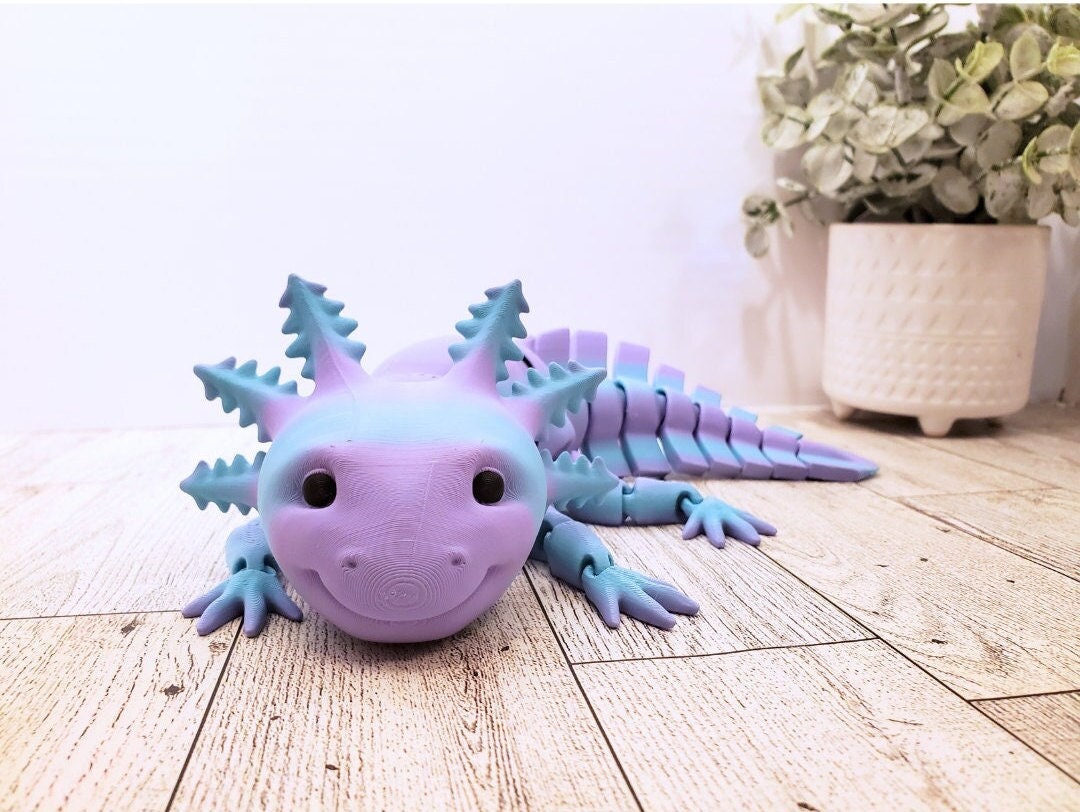 Cotton Candy Articulated Axolotl, Sensory Toy, Fidget Toy, Flexible Toy ...