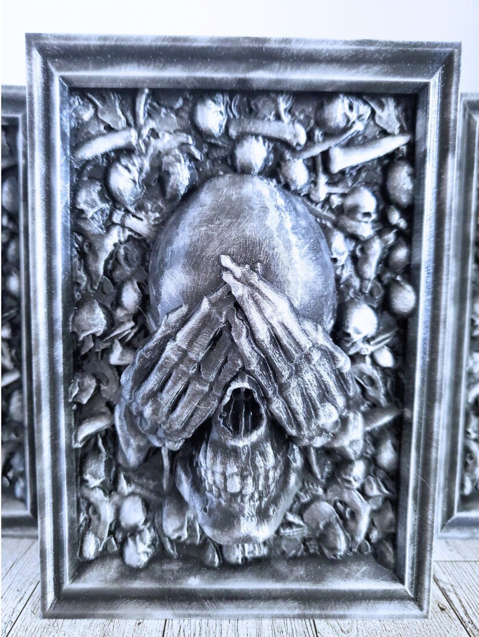 Three Wise Skulls Halloween Wall Art, Hear No Evil, See No Evil, and ...