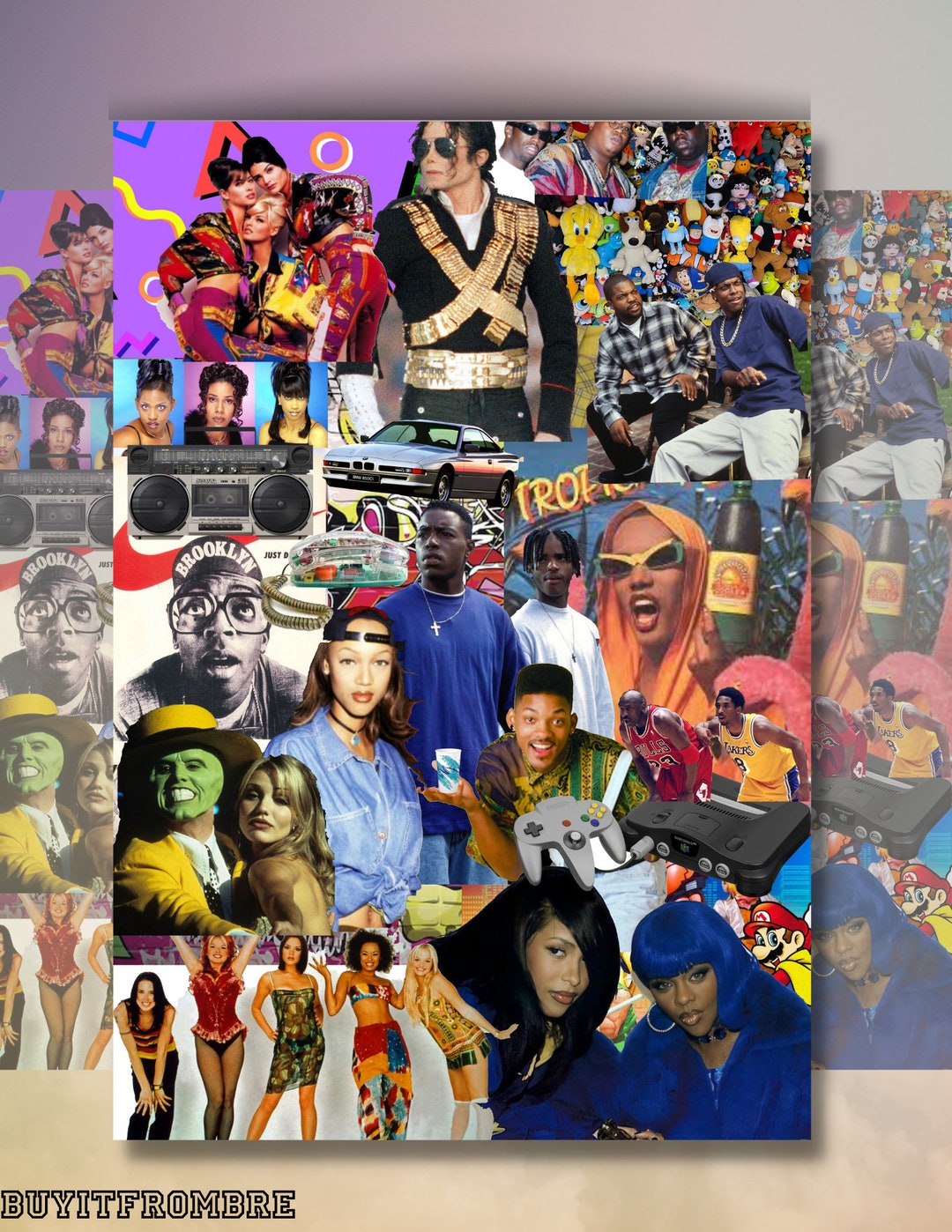 90s Retro Vintage Collage Poster - Etsy