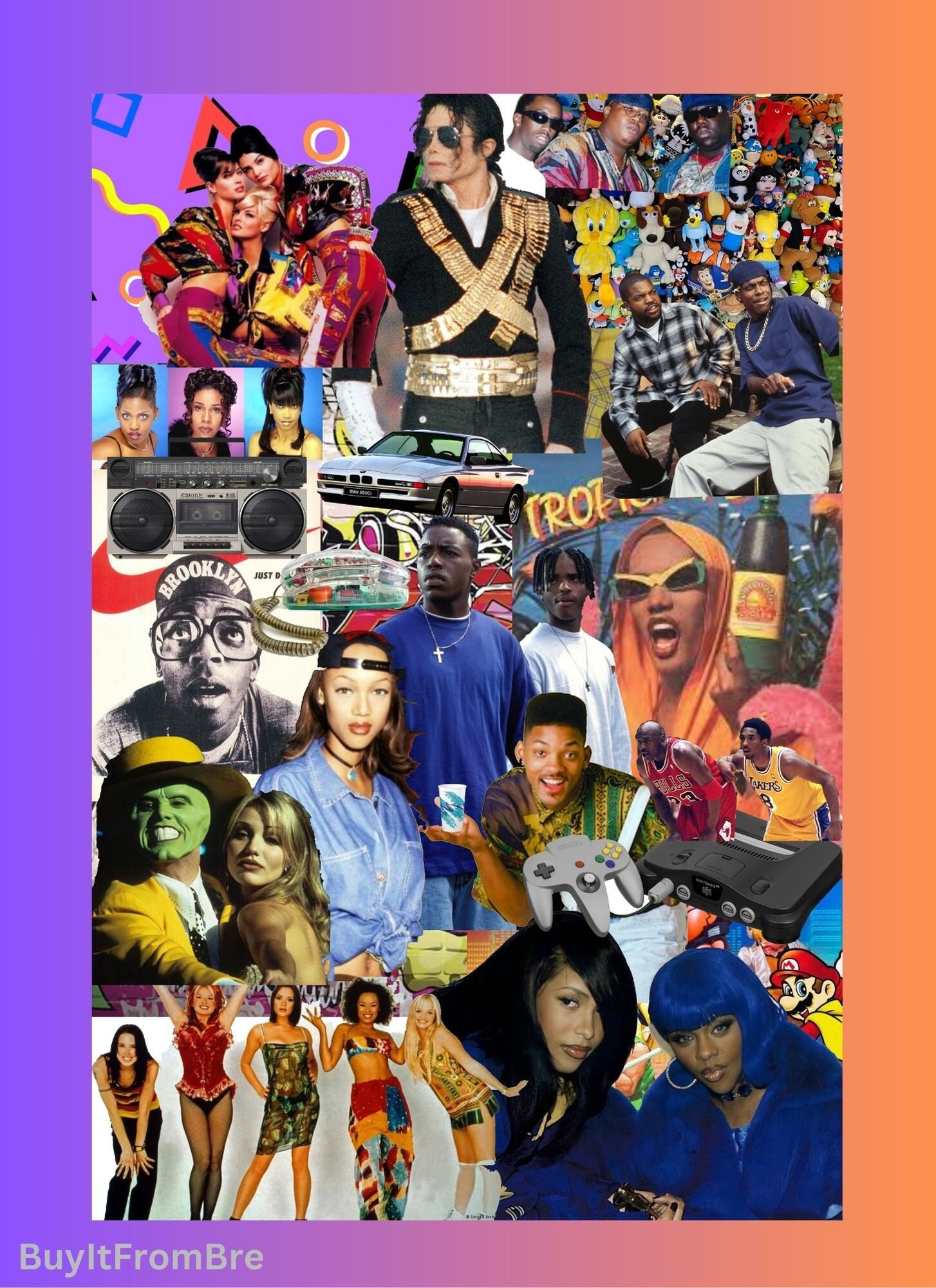 90s Retro Vintage Collage Poster - Etsy