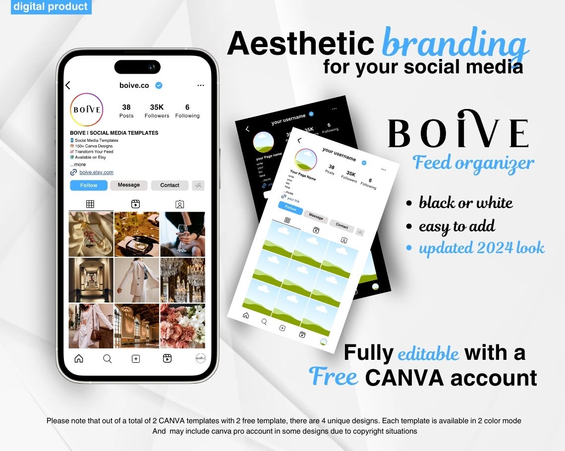 Instagram Profile Mock-up Template Editable Canva Templates for Feed ...