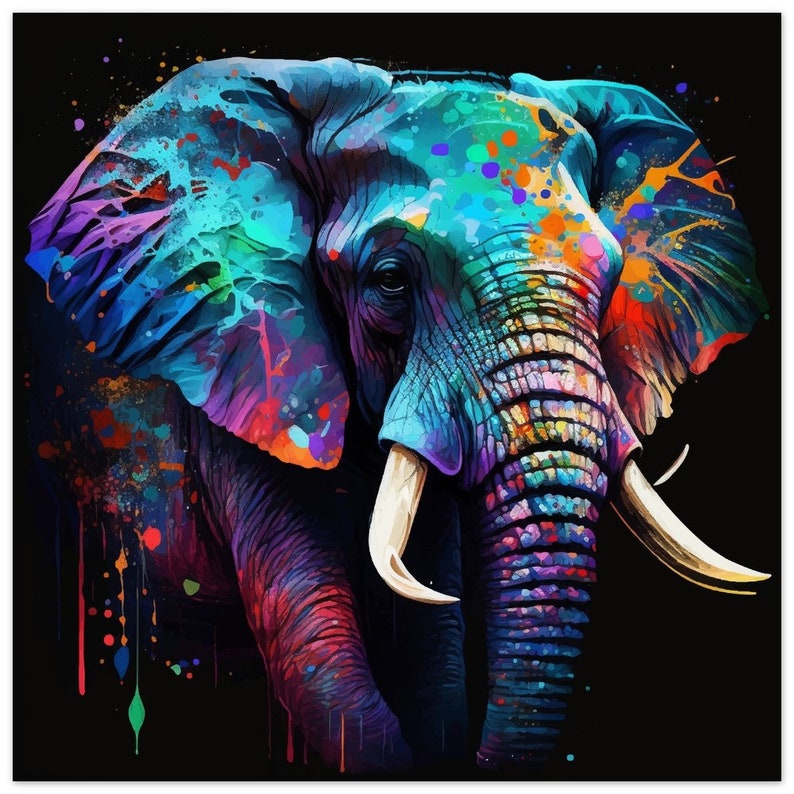 Colorful Elephant Poster, Home Decor, Modern Art, Office Decor, Playful ...