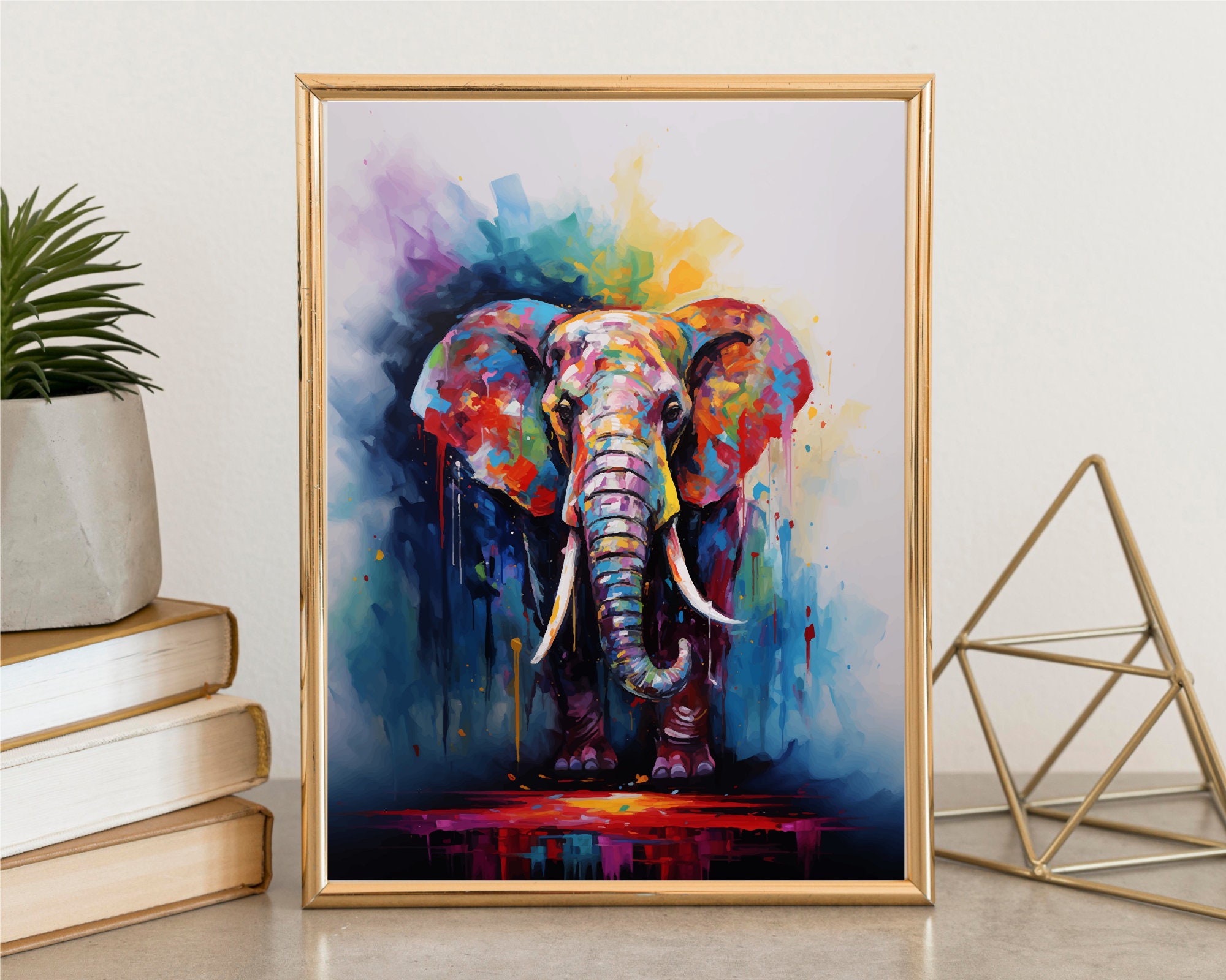Elephant Color Splash Poster, Elephant Decor, Elephant Wall Art, Animal ...