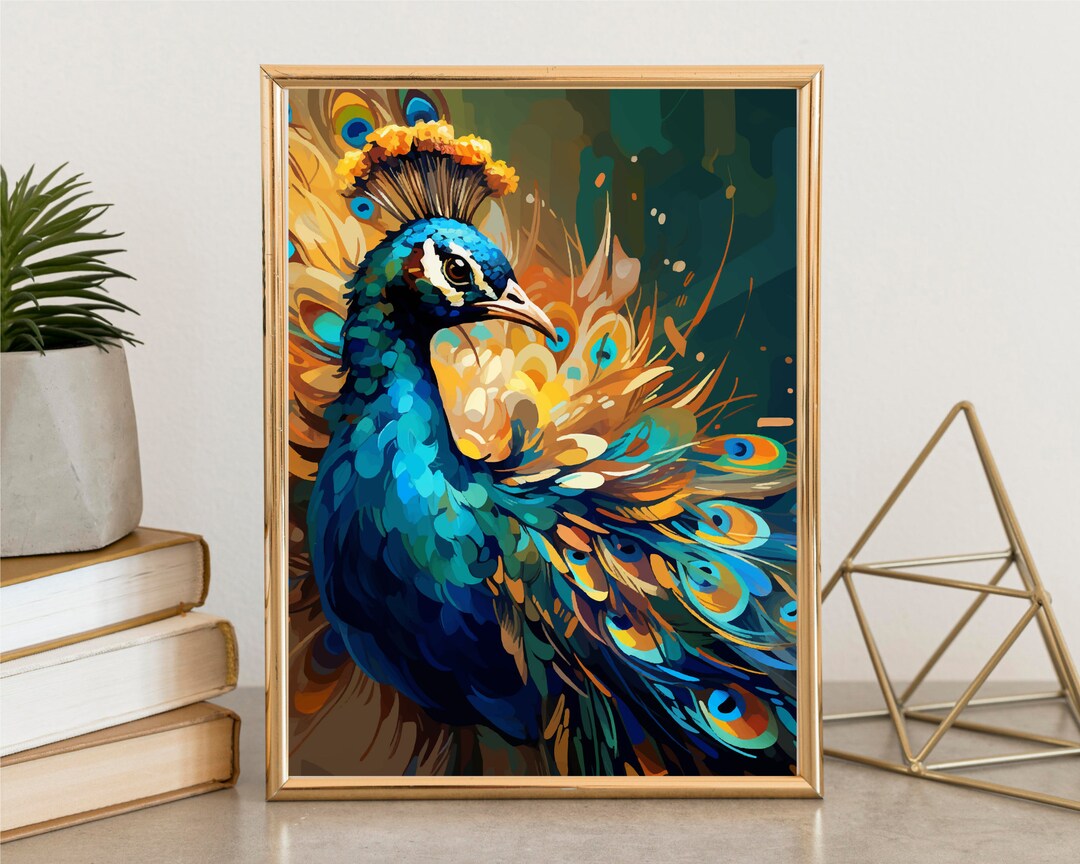 Vibrant Peacock Poster, Trendy Wall Decor, Wall Art, Animal Poster ...