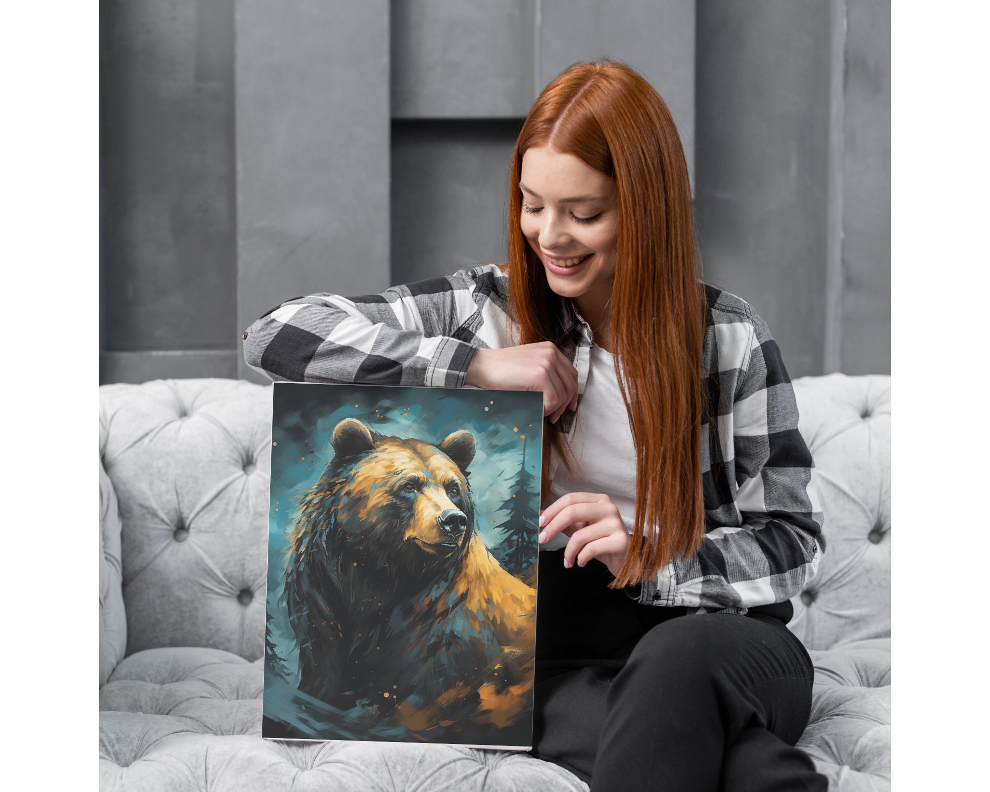 Grizzly Bear Poster, Bear Wall Art, Woodland Animal, Wall Decor , Bear ...