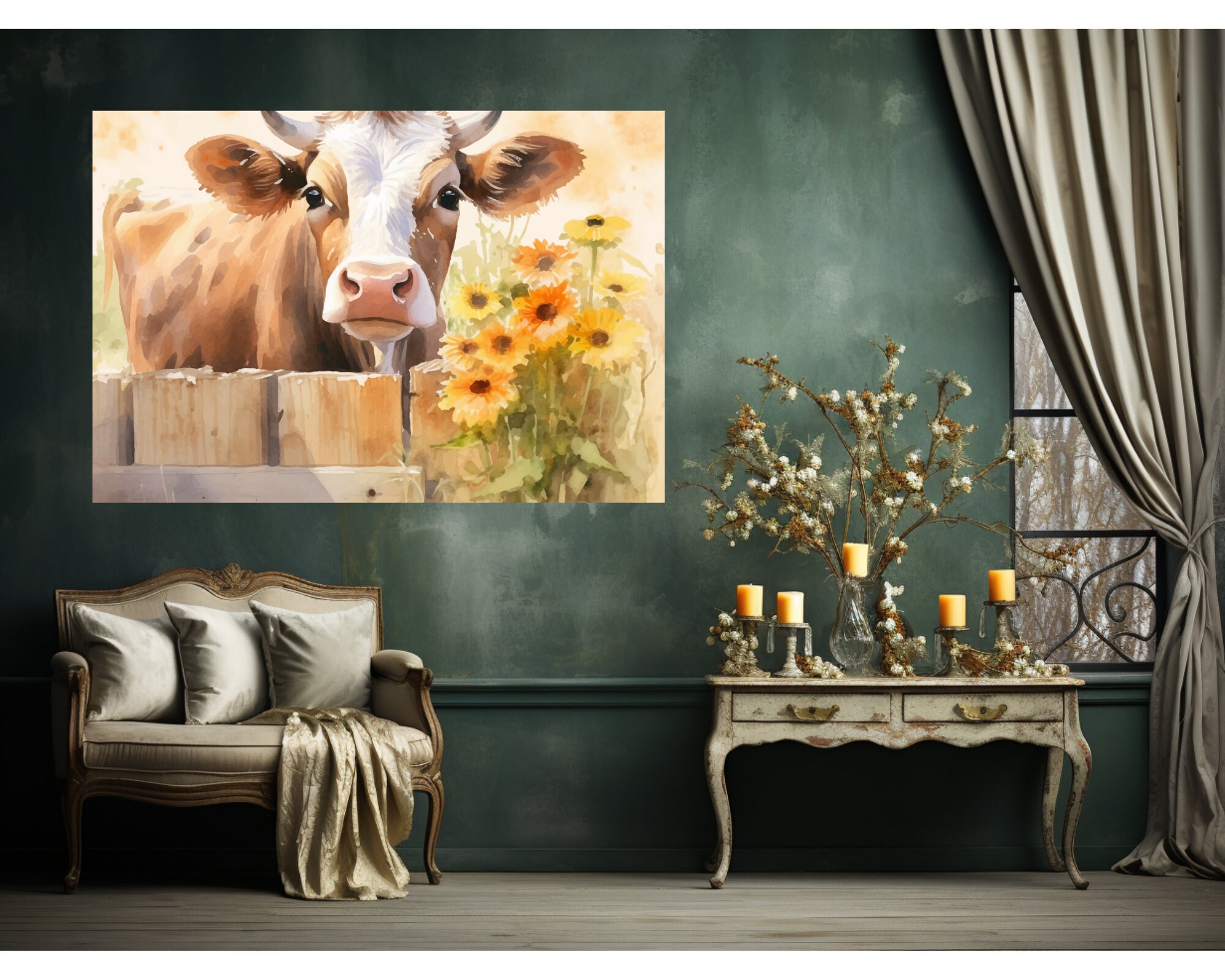 Highland Cow Poster, Farm Animals, Farmhouse Decor, Cow Art, Wall Decor ...