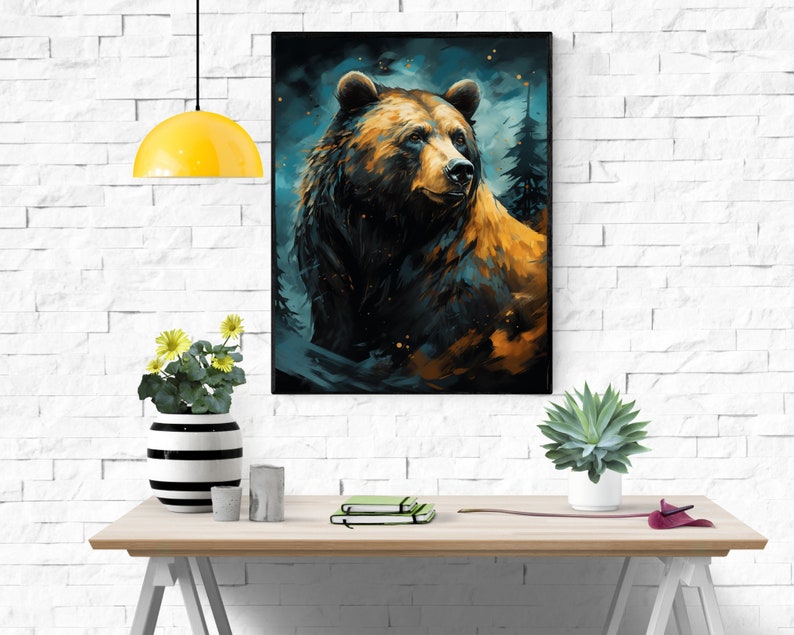 Grizzly Bear Poster Bear Wall Art Woodland Animal Wall - Etsy