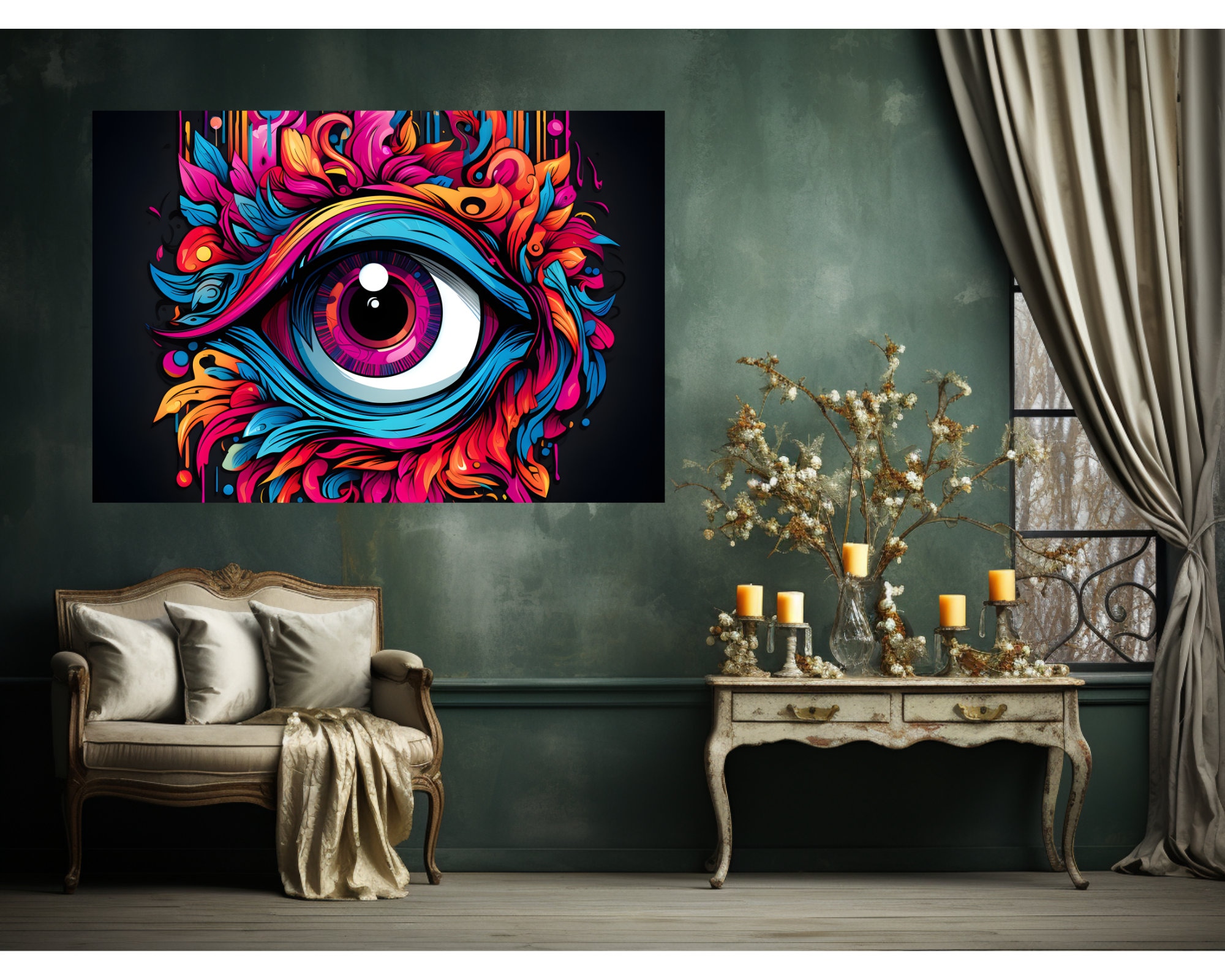 Colorful Eye Poster, Abstract Art, Living Room Decor, Bedroom Decor ...