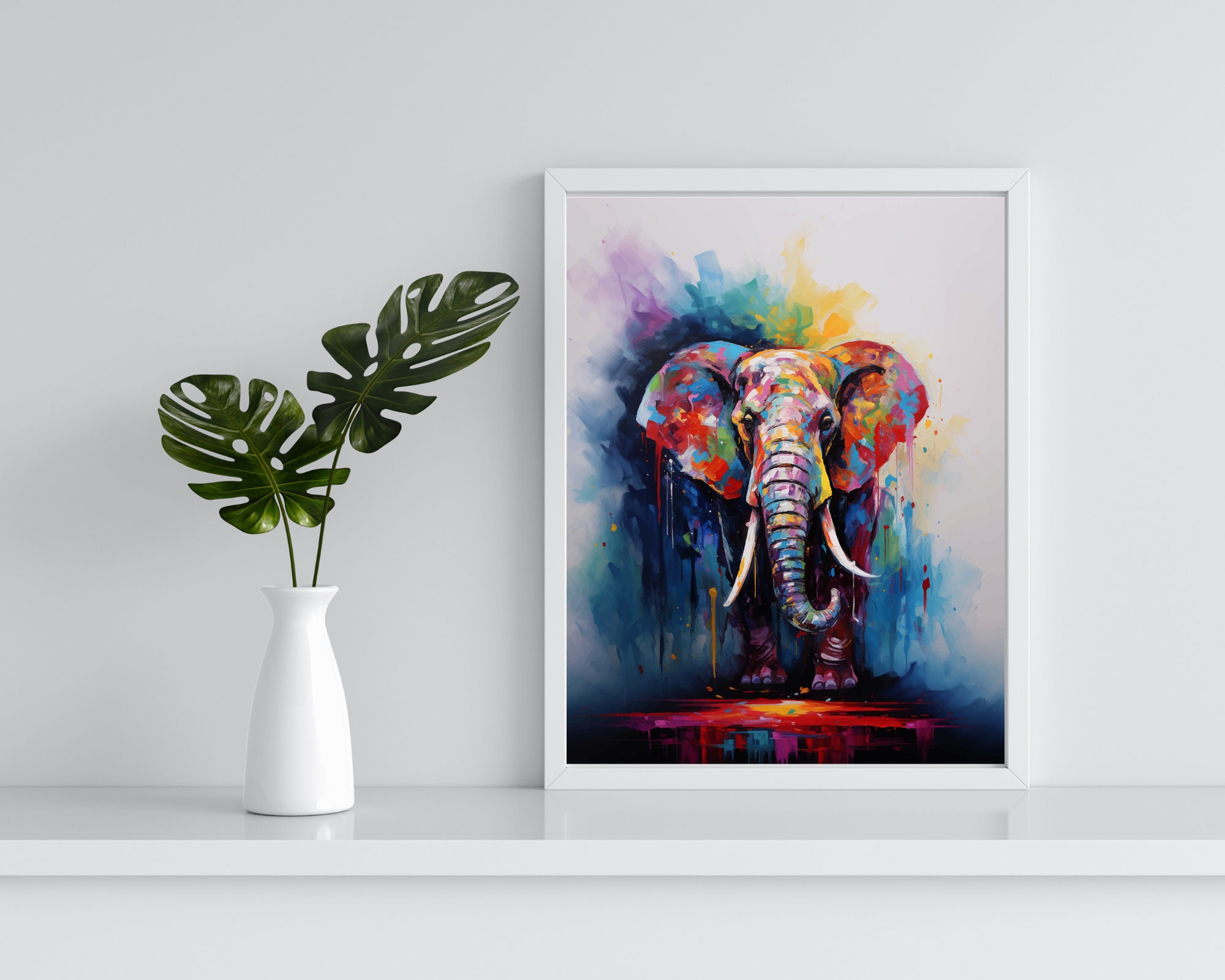 Elephant Color Splash Poster, Elephant Decor, Elephant Wall Art, Animal ...