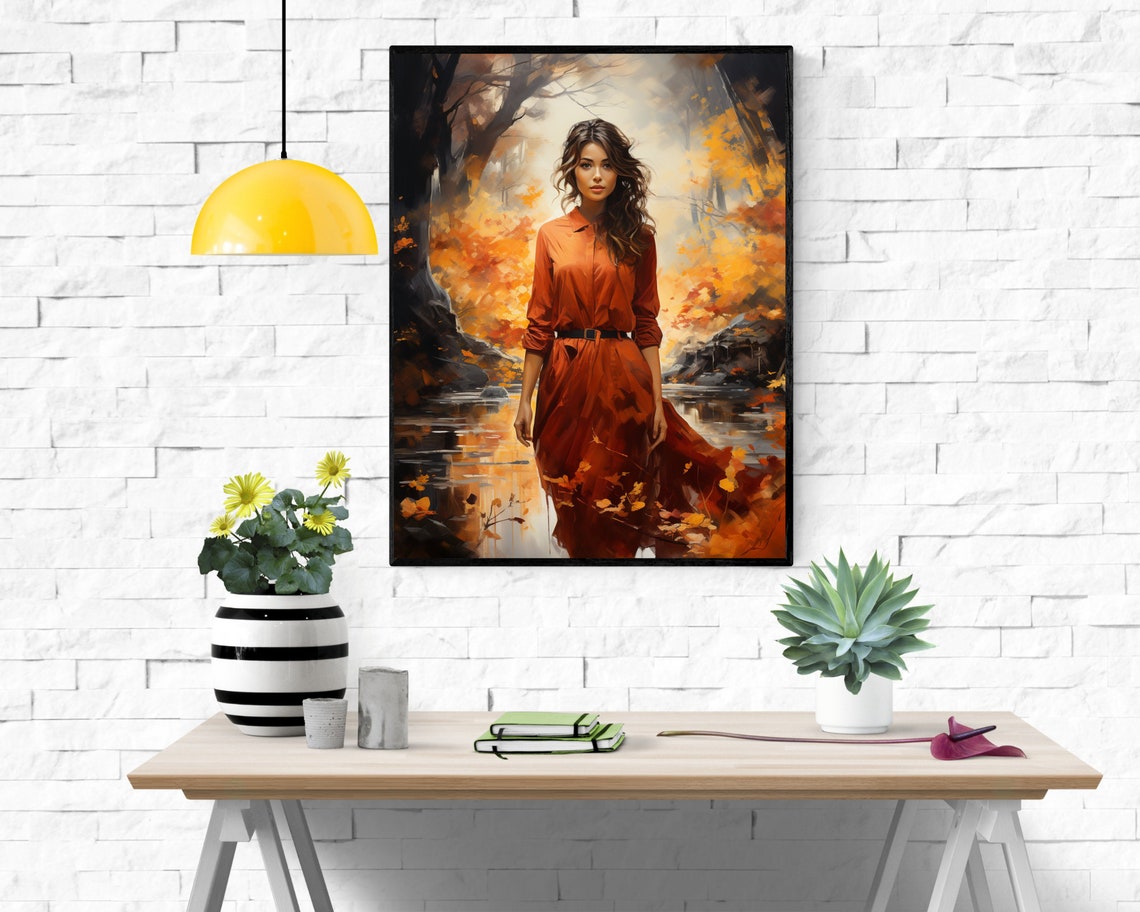 Beautiful Girl Poster, Autumn Fall Poster, Wall Art, Nature Wall Art ...