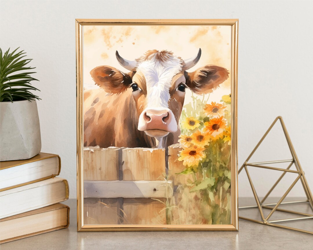 Highland Cow Poster, Farm Animals, Farmhouse Decor, Cow Art, Wall Decor ...