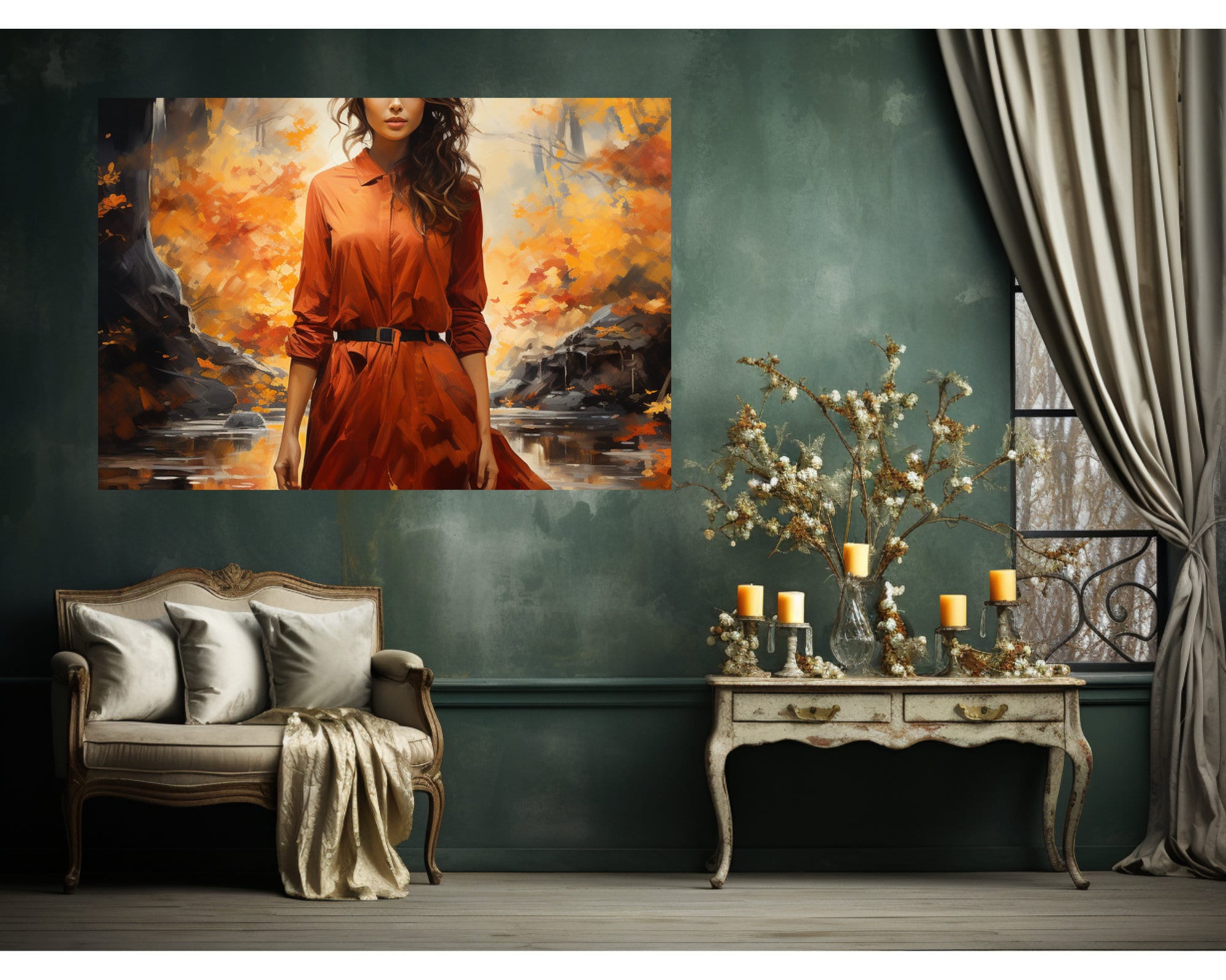 Beautiful Girl Poster, Autumn Fall Poster, Wall Art, Nature Wall Art ...