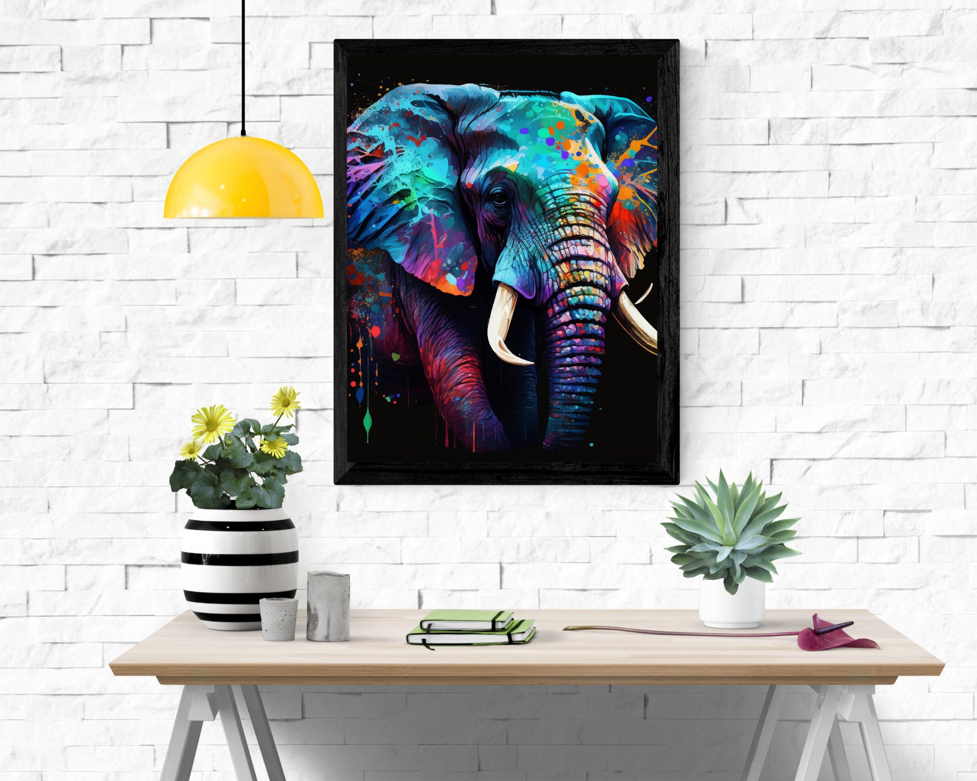 Colorful Elephant Poster, Home Decor, Modern Art, Office Decor, Playful ...