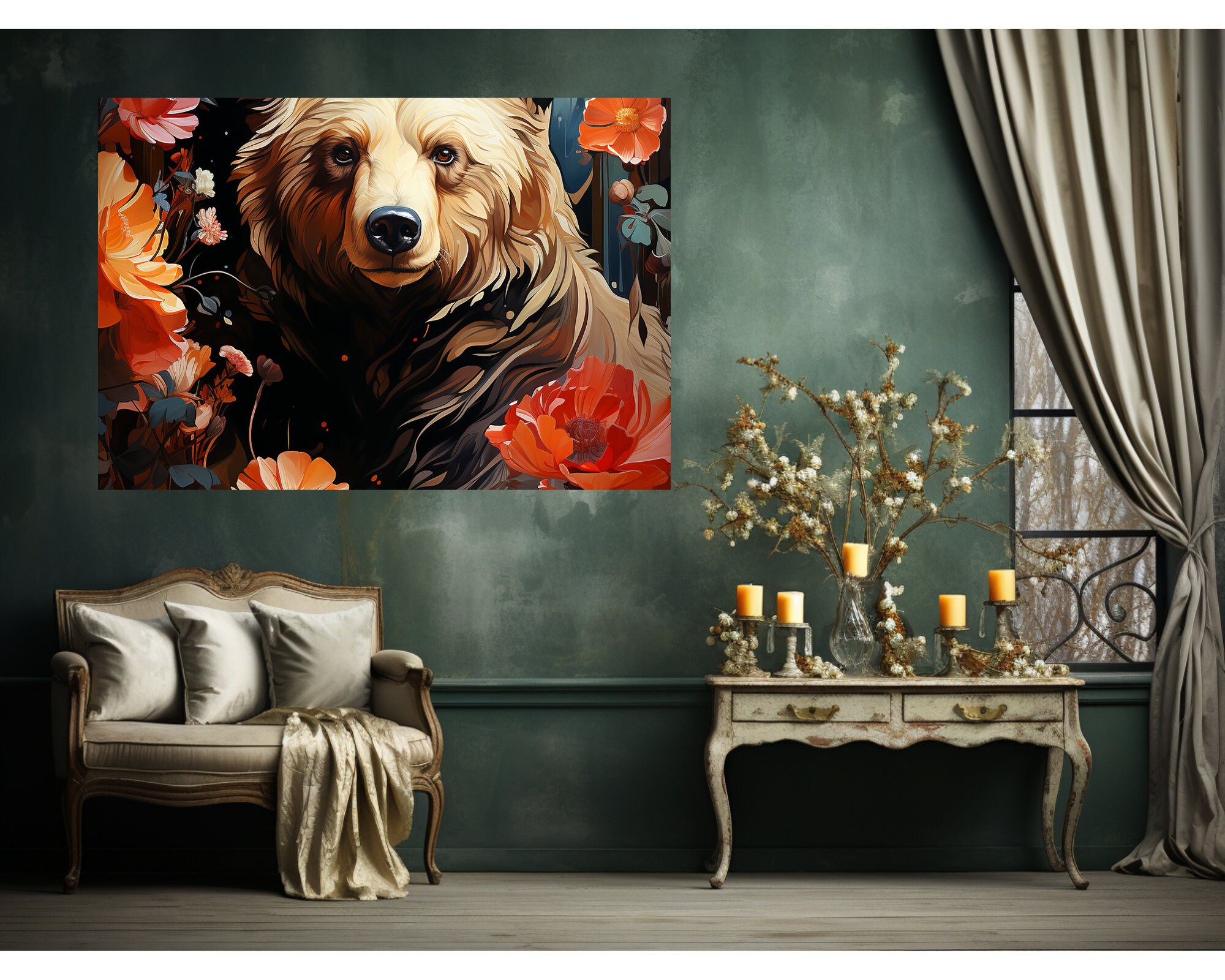 Animal Wall Art, Bear Wall Decor, Grizzly Bear Poster, Bear Wall Art ...