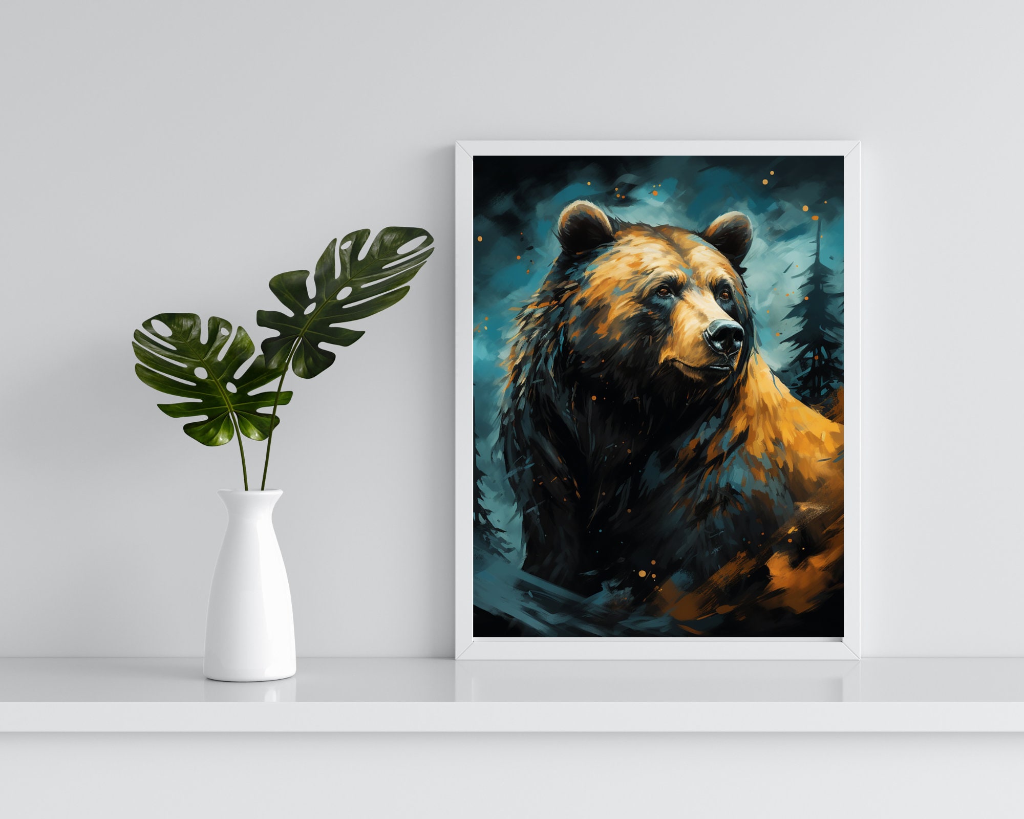 Grizzly Bear Poster, Bear Wall Art, Woodland Animal, Wall Decor , Bear ...