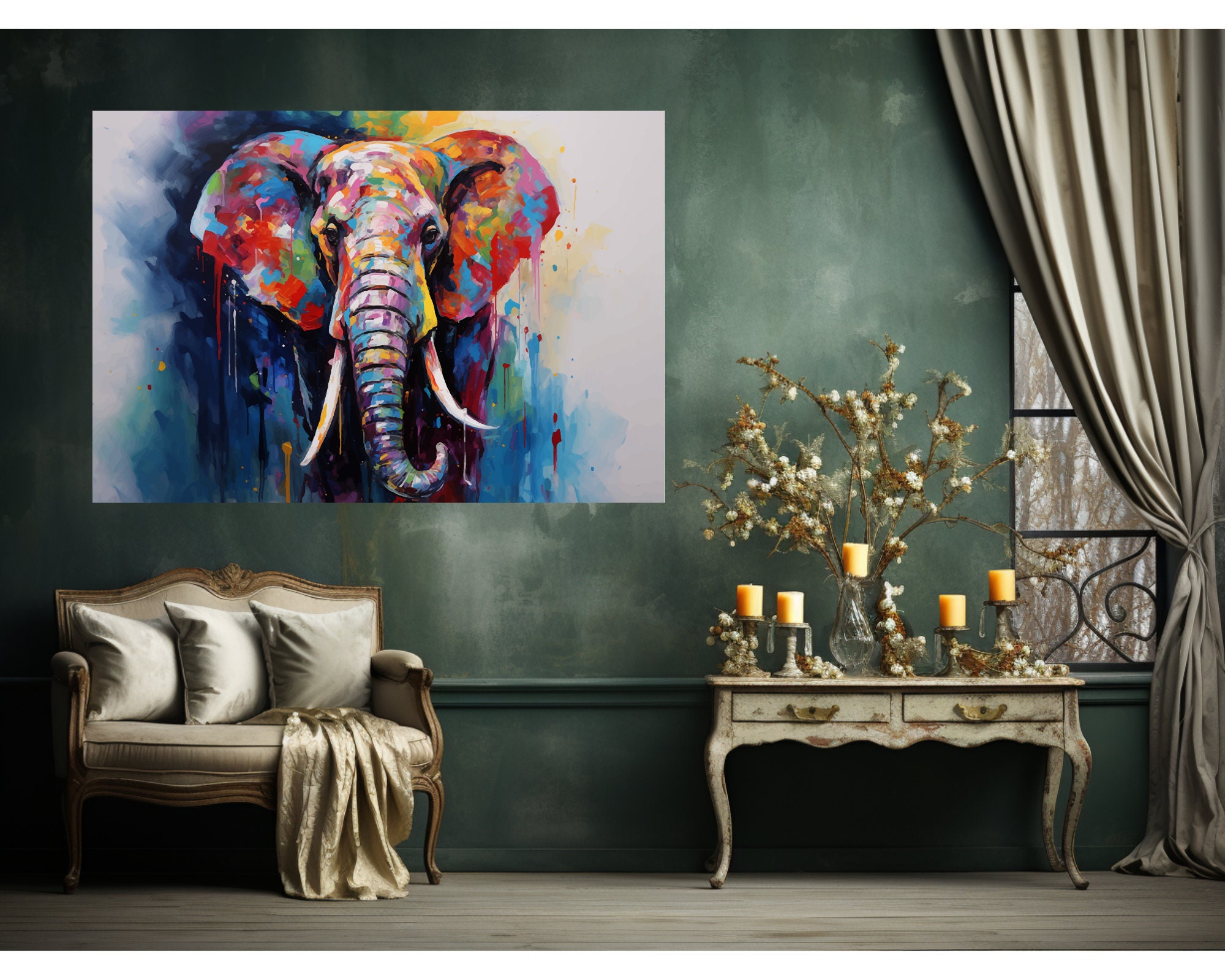 Elephant Color Splash Poster, Elephant Decor, Elephant Wall Art, Animal ...