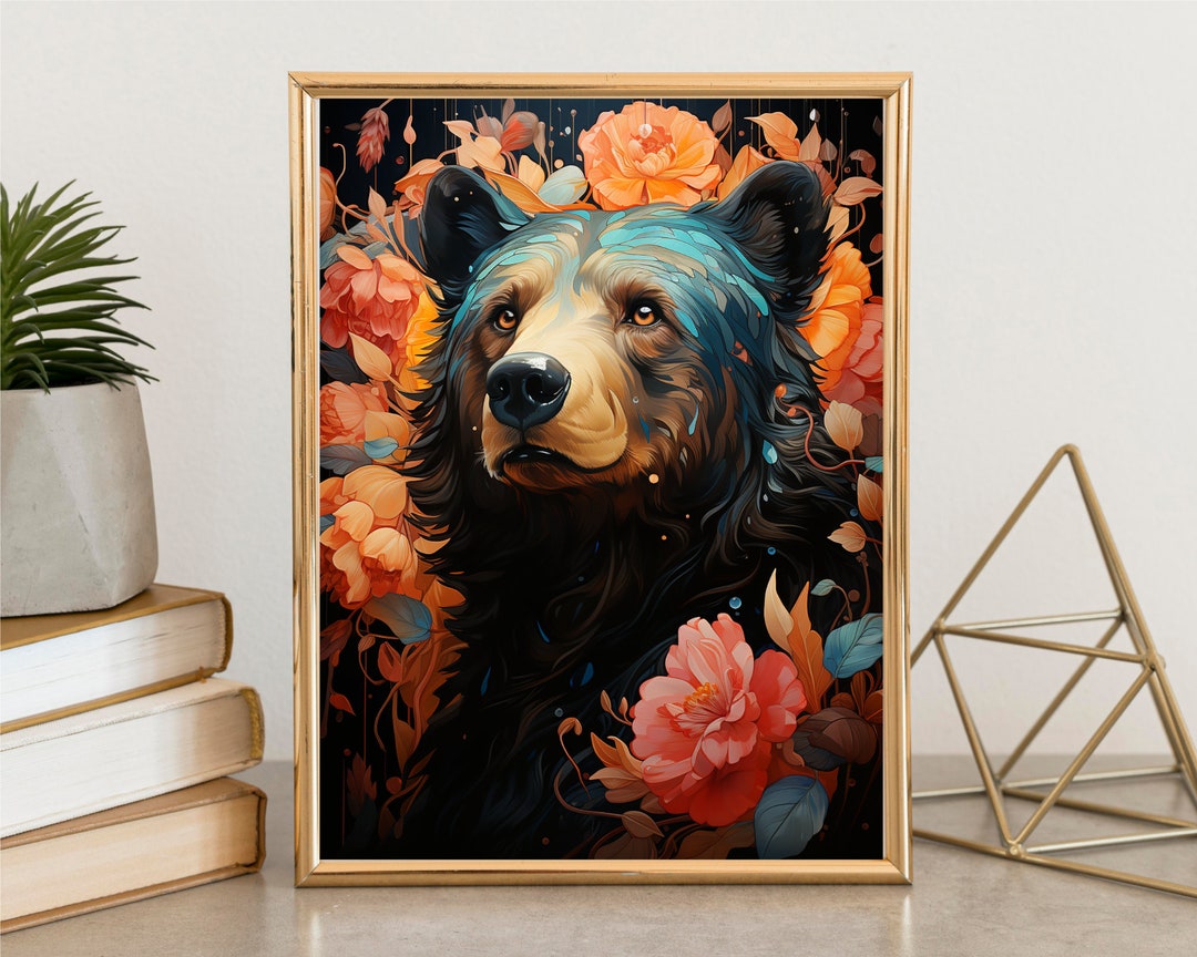 Bear Wall Art, Bear Poster Decor, Home Decor, Living Room Decor, Animal ...