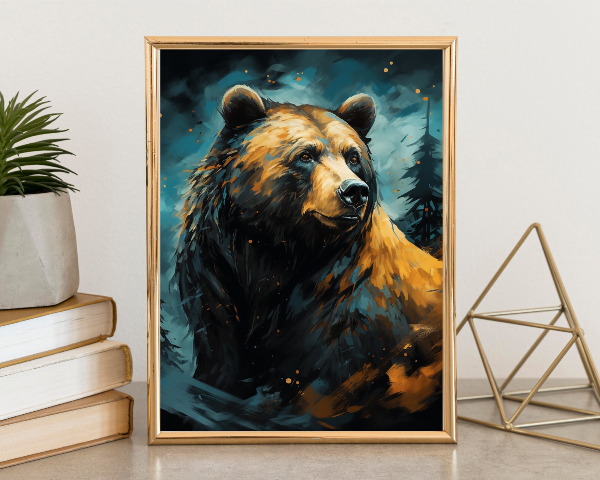 Grizzly Bear Poster, Bear Wall Art, Woodland Animal, Wall Decor , Bear ...