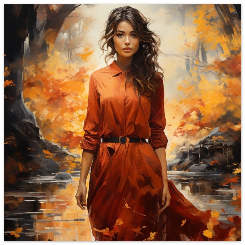 Beautiful Girl Poster, Autumn Fall Poster, Wall Art, Nature Wall Art ...